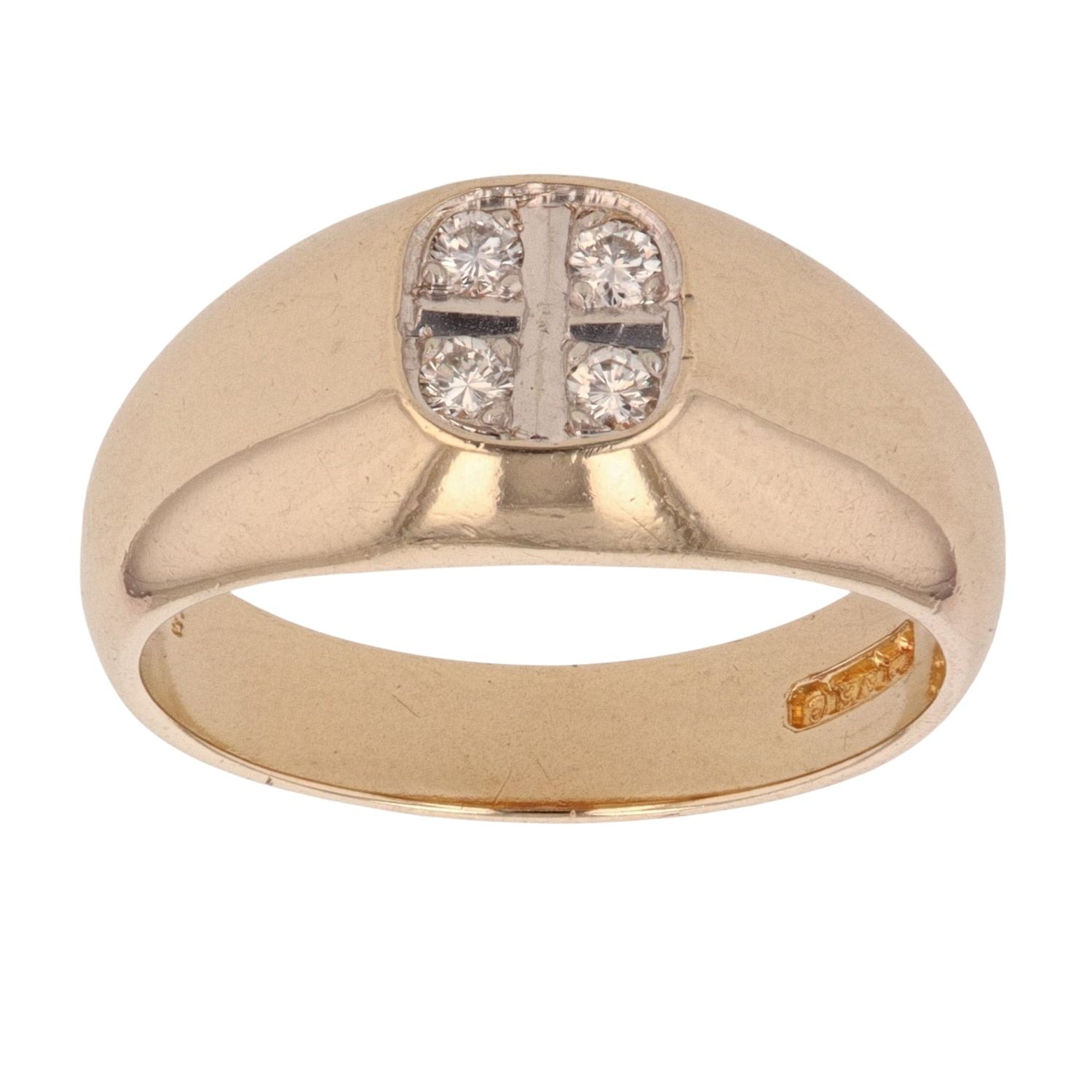 9ct Yellow Gold 0.12ct Diamond Cluster Signet Ring RAMS211200583901 ...