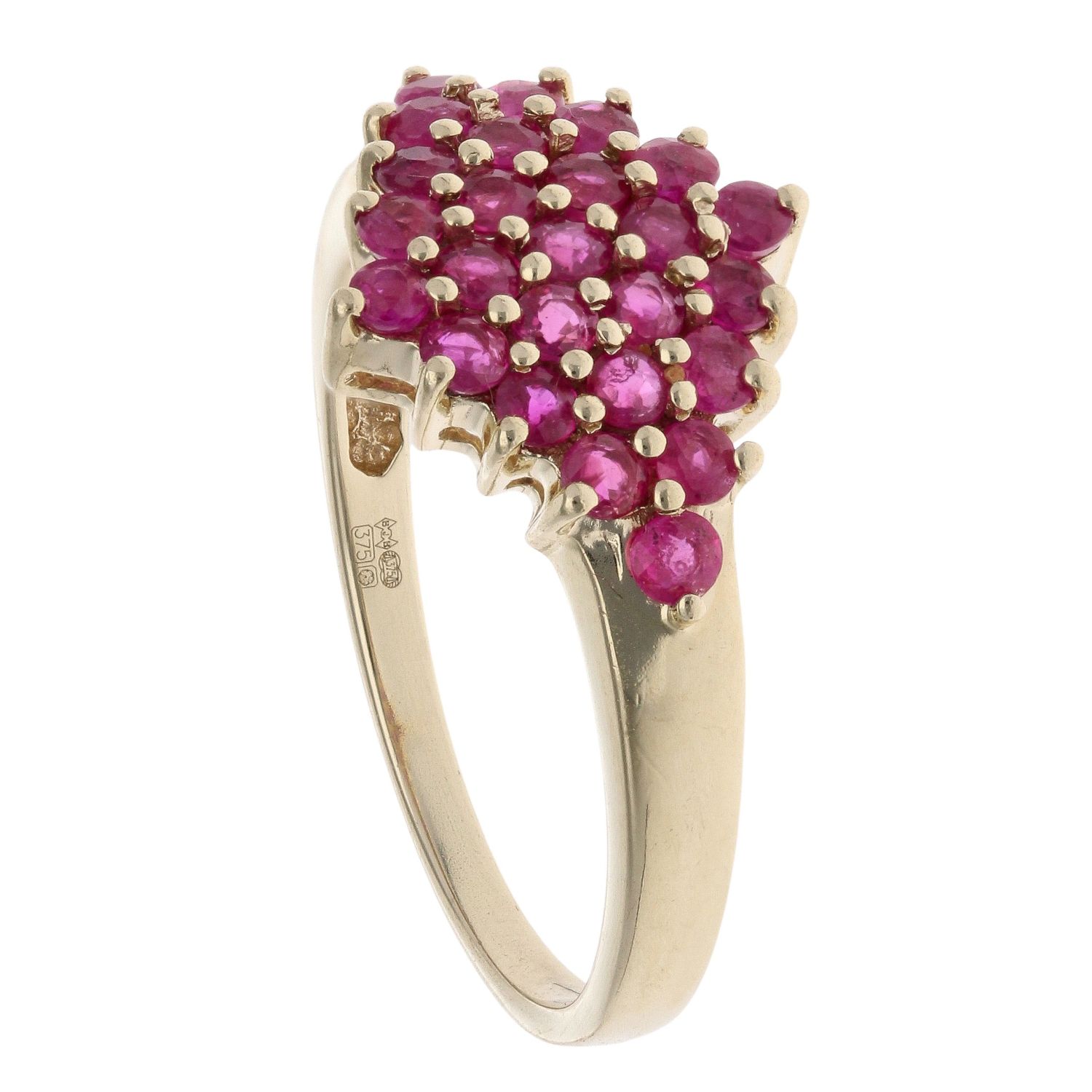 9ct Yellow Gold Ruby Cluster Ring RAMS136368990010 | Ramsdens Jewellery