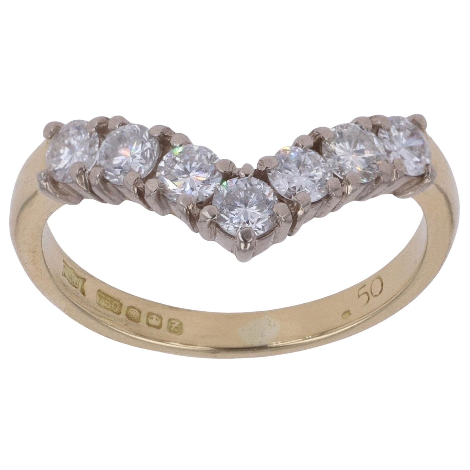 18ct Yellow Gold 0.50ct Brilliant Cut Diamond Wishbone Ring ...