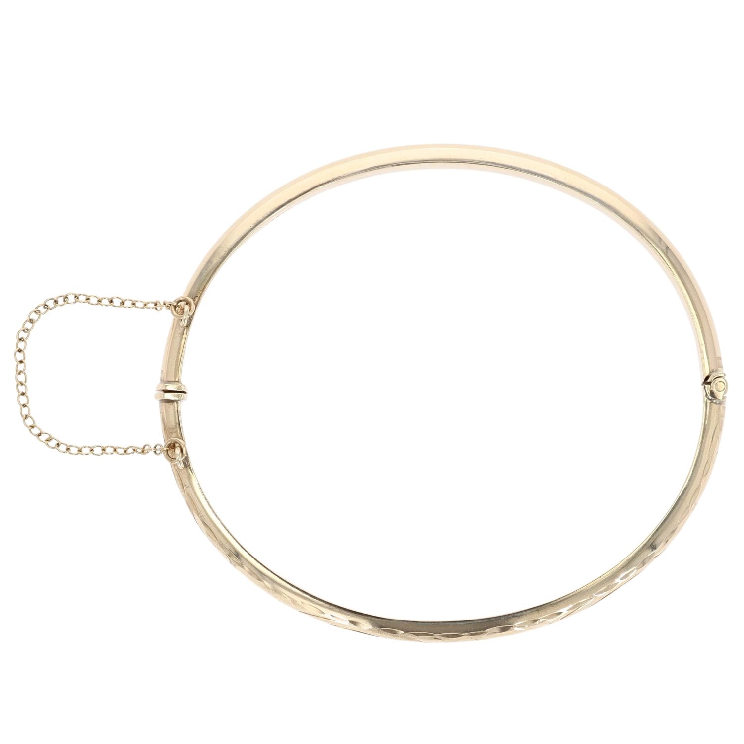 9ct Yellow Gold Patterned Hinged Bangle RAMS959356964017 | Ramsdens Jewellery