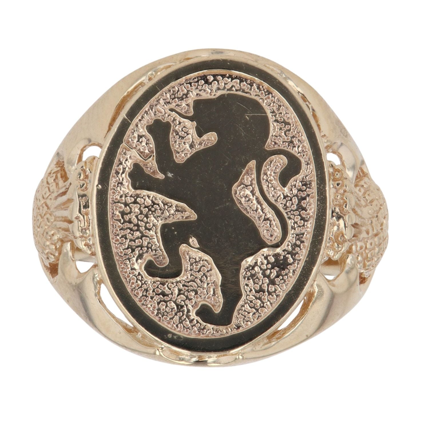 9ct Yellow Gold Lion Rampant Oval Signet Ring RAMS770366504016 ...