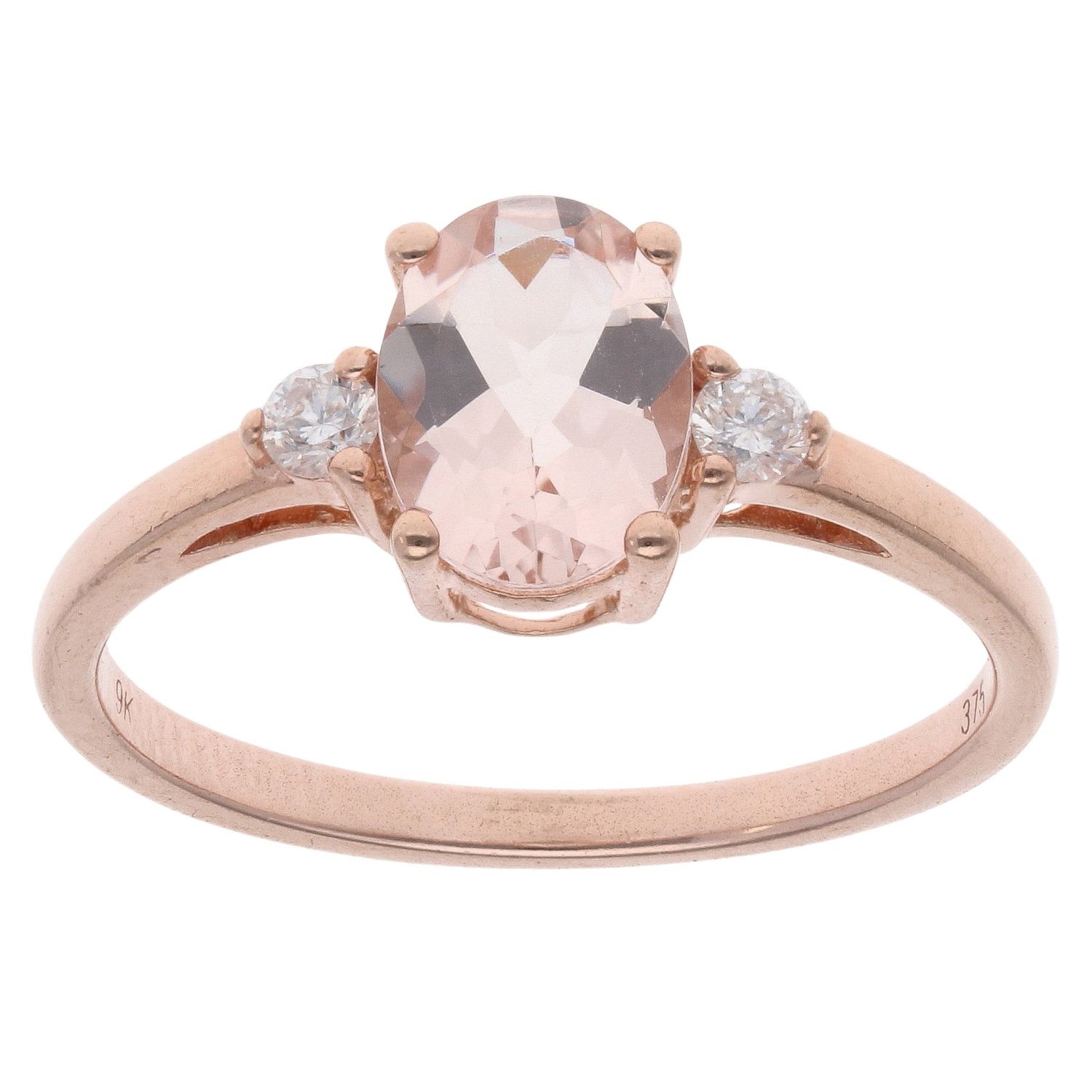 9ct Rose Gold 0.10ct Diamond and Morganite Ring RAMS879355379010 ...