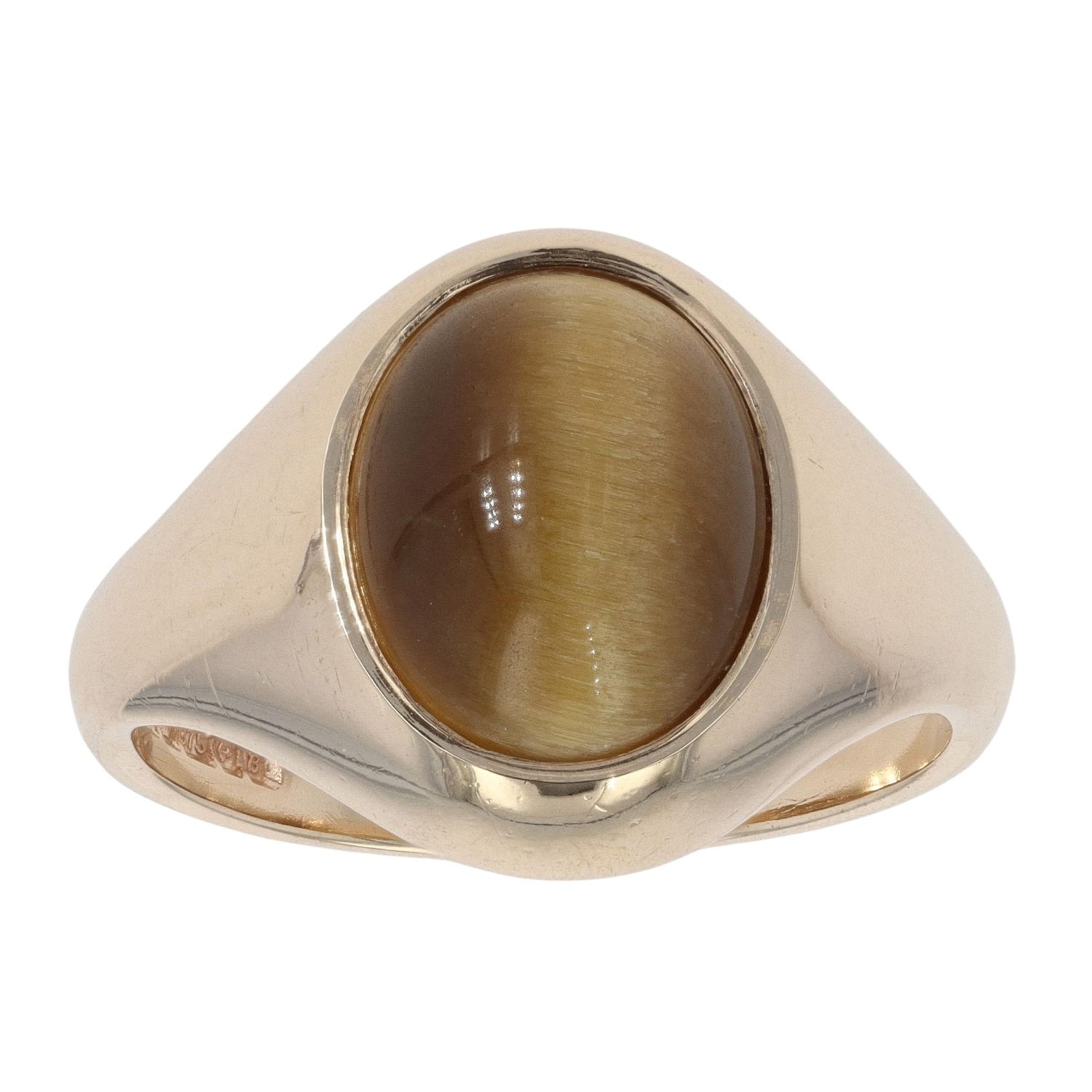 9ct Yellow Gold Tiger Eye Signet Ring RAMS947349782010 | Ramsdens Jewellery