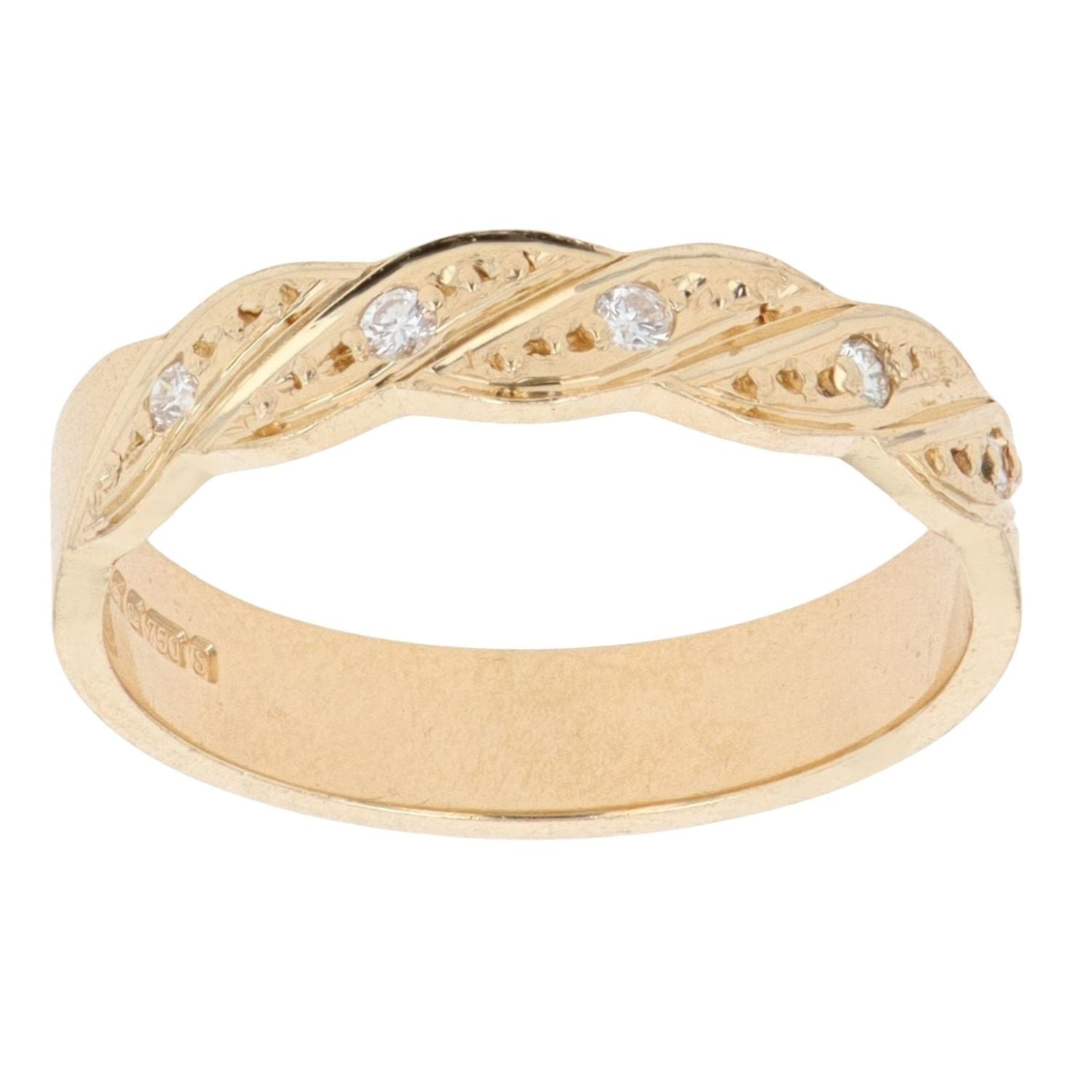 18ct Yellow Gold 0.05ct Diamond Twist Ring RAMS837351705011 | Ramsdens ...
