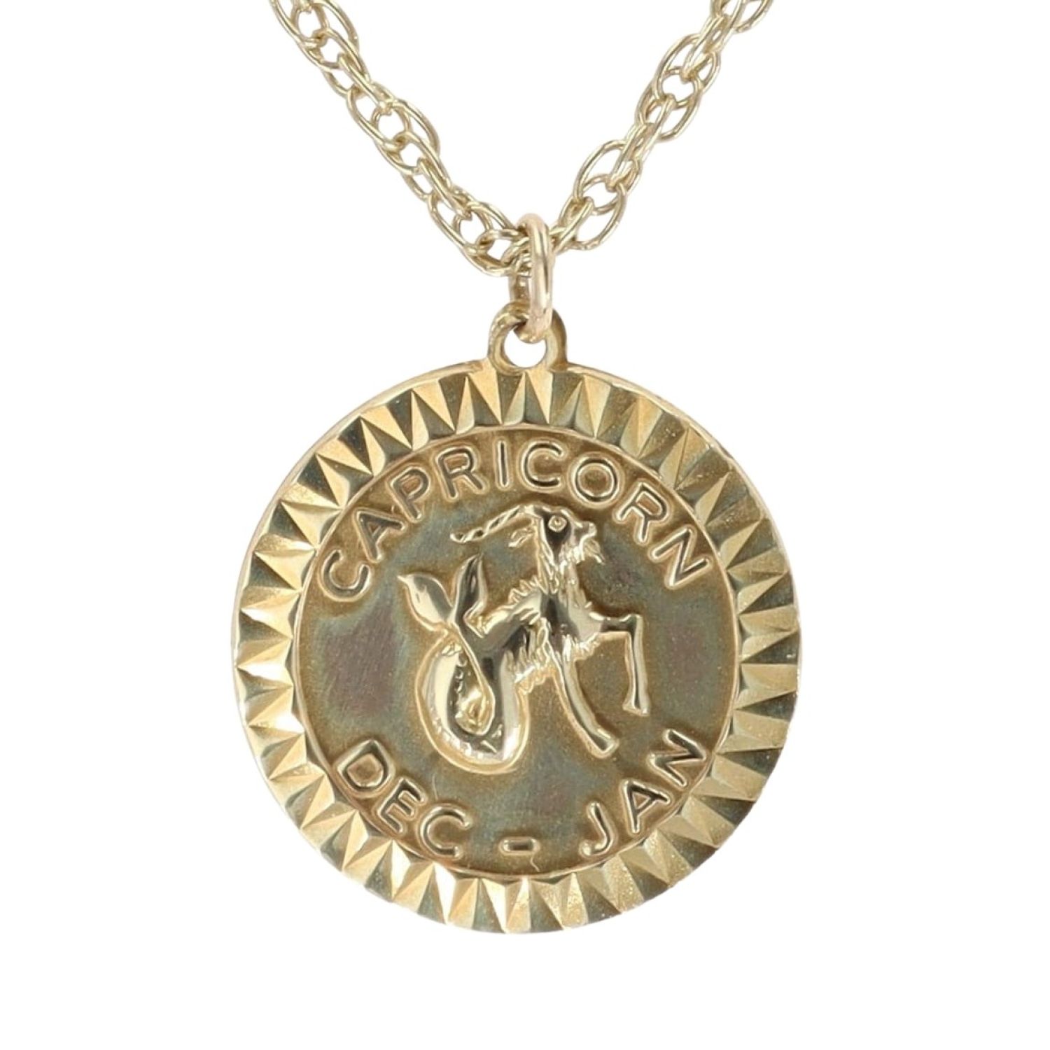 9ct Yellow Gold Capricorn Pendant and Chain 22" RAMS557346670001 ...