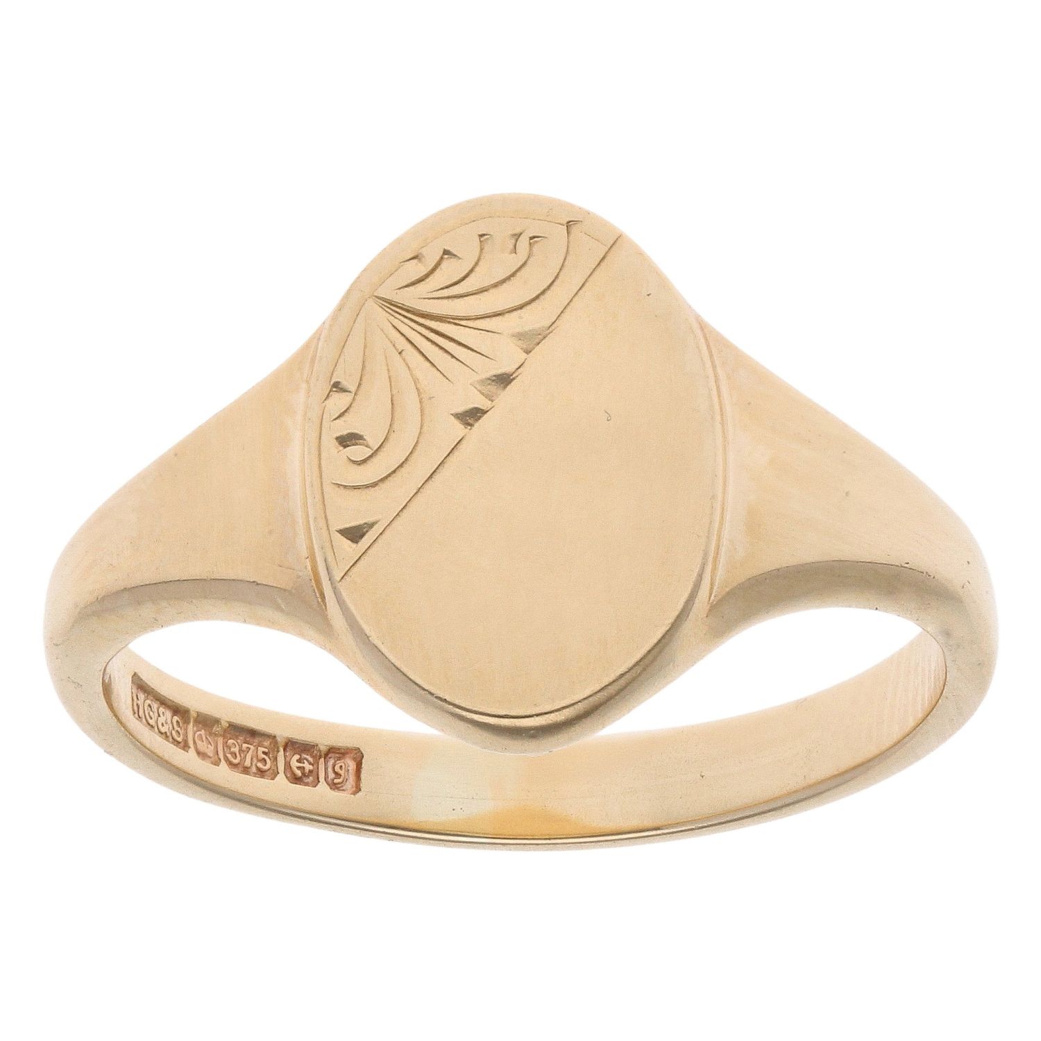 9ct Yellow Gold Patterned Signet Ring RAMS674360143004 | Ramsdens Jewellery