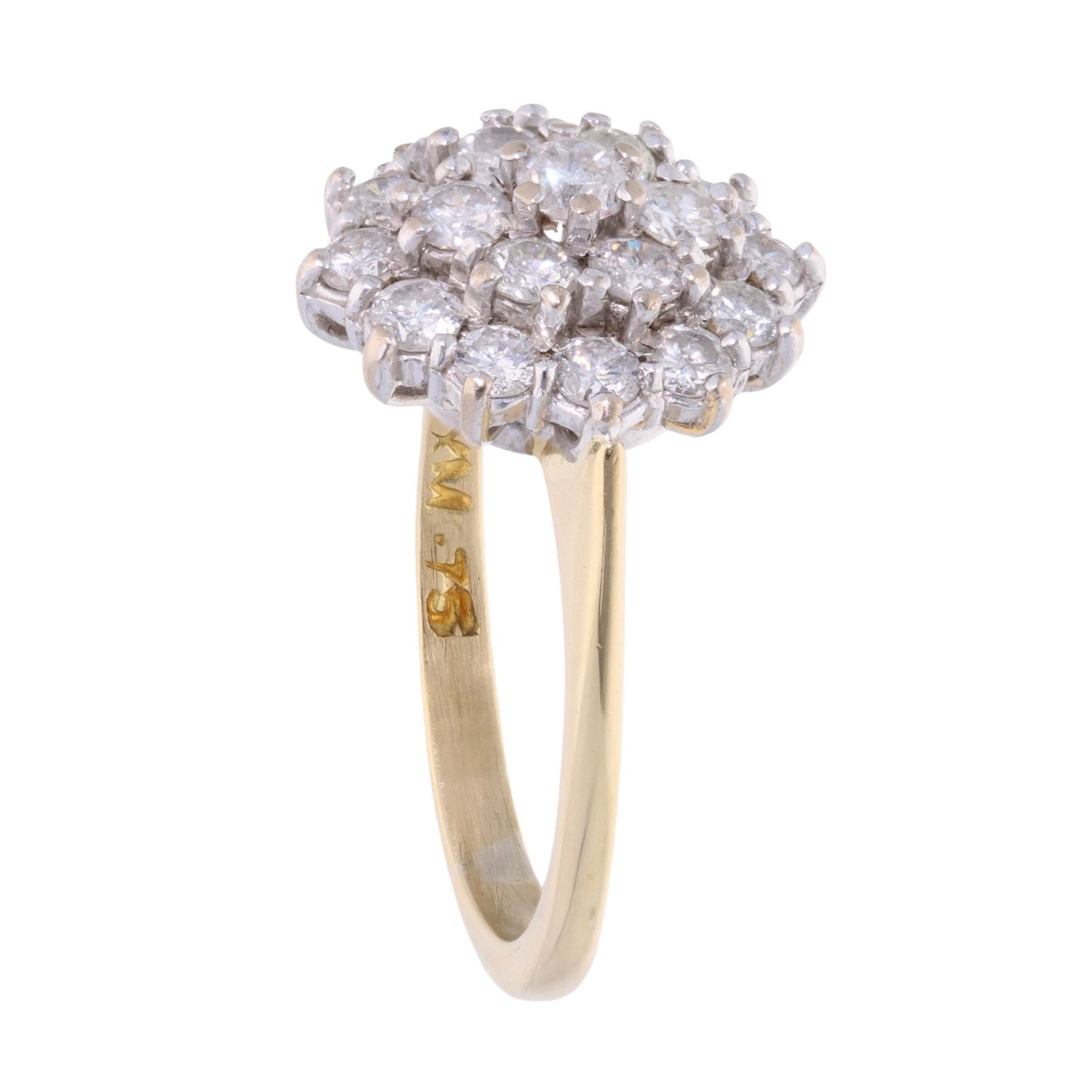 18ct Yellow Gold 0.75ct Diamond Cluster Ring RAMS753275873003 ...