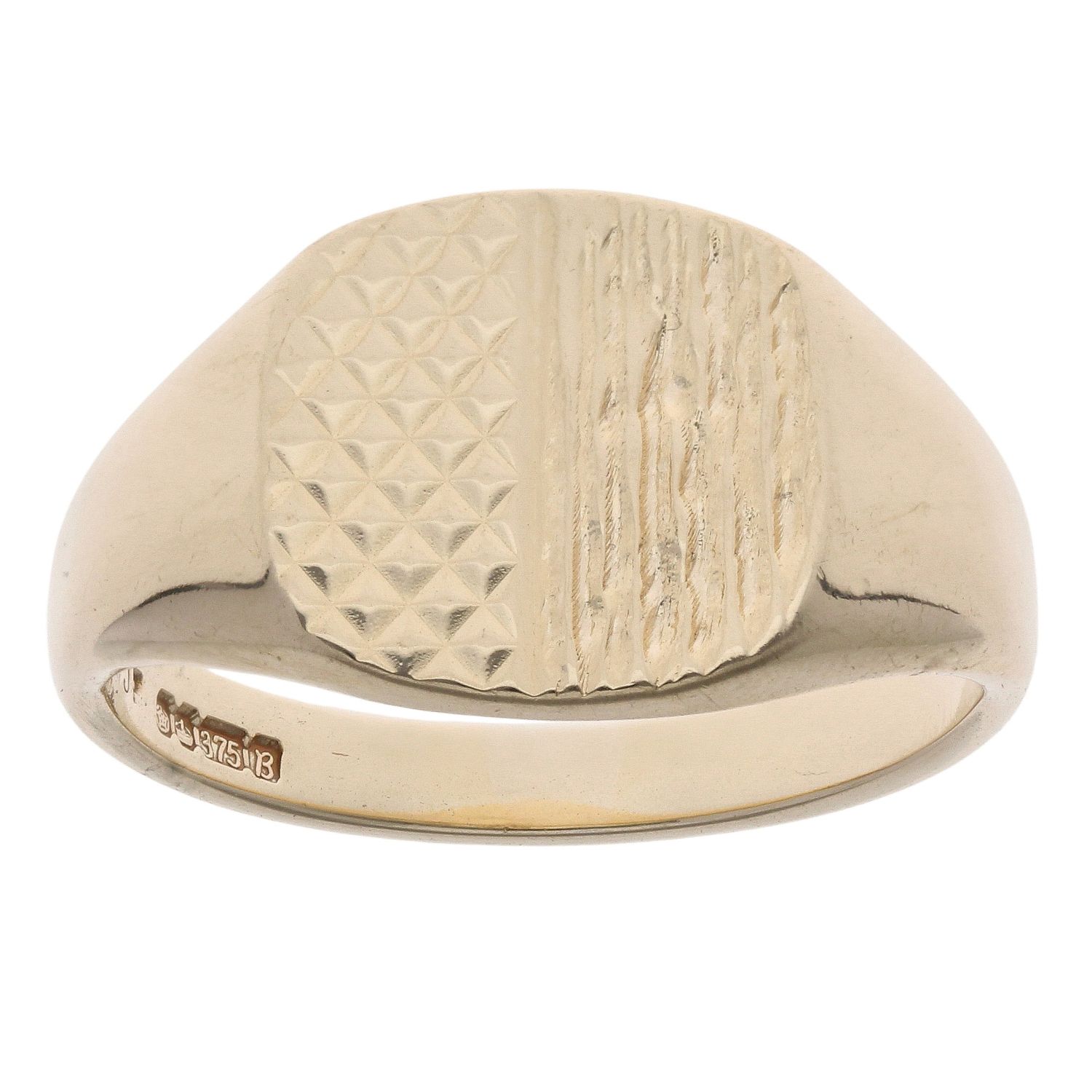 9ct Yellow Gold Square Patterned Signet Ring RAMS846349377023 ...