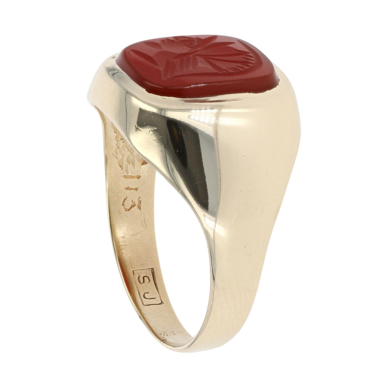 9ct Yellow Gold Carnelian Centurion Signet Ring RAMS187311063003 ...