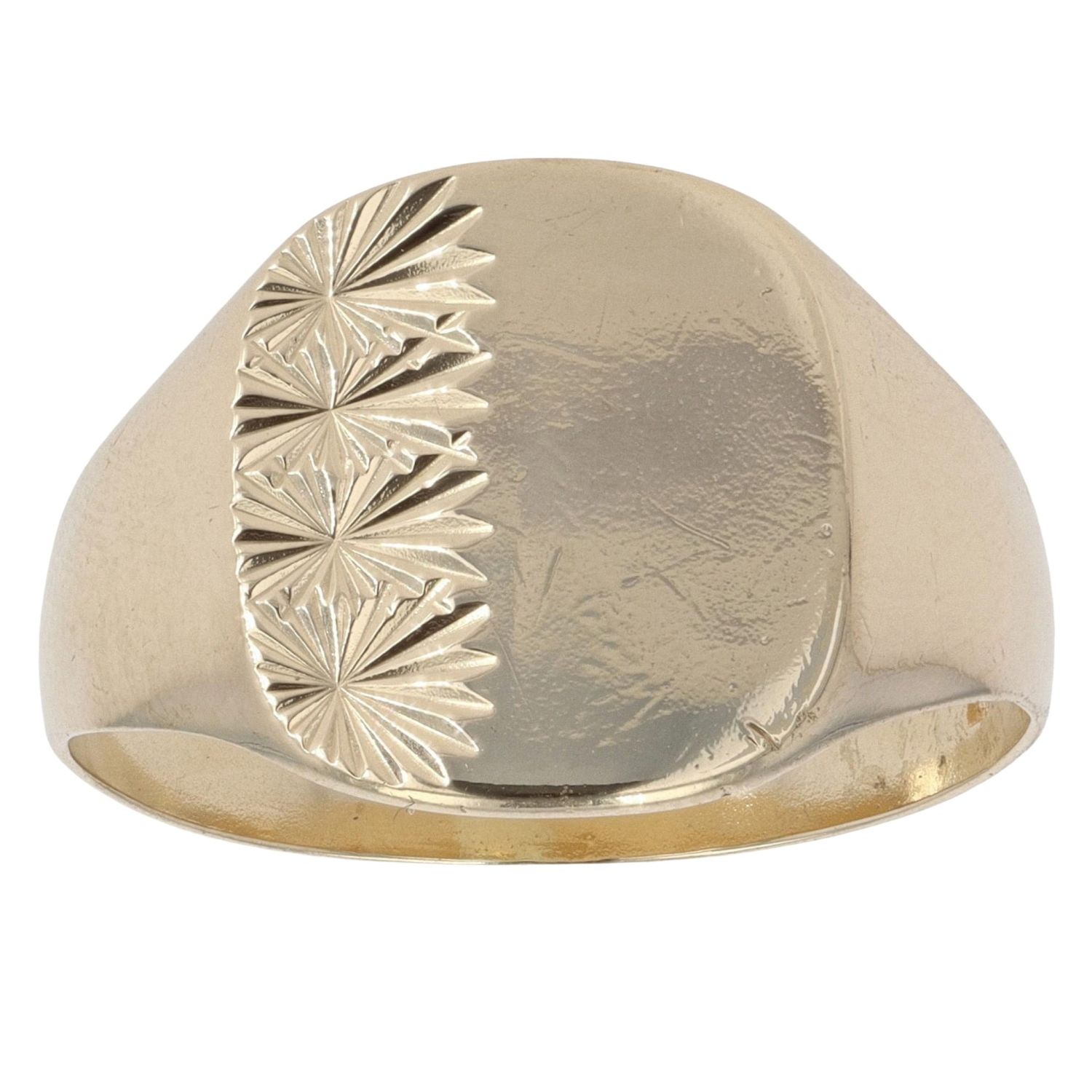 9ct Yellow Gold Patterned Signet Ring RAMS177348458003 | Ramsdens Jewellery