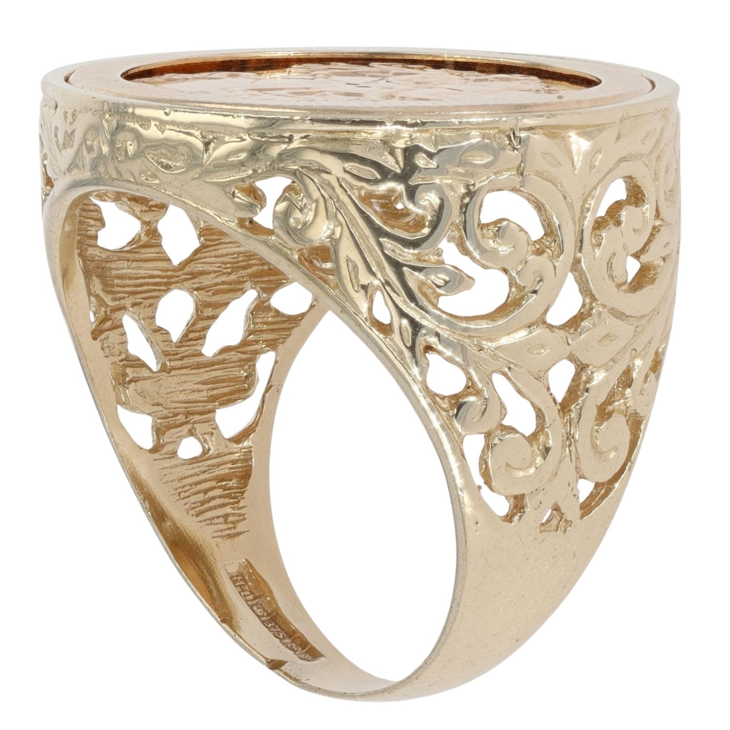 9ct Yellow Gold 1982 Elizabeth Half Sovereign Coin Ring ...