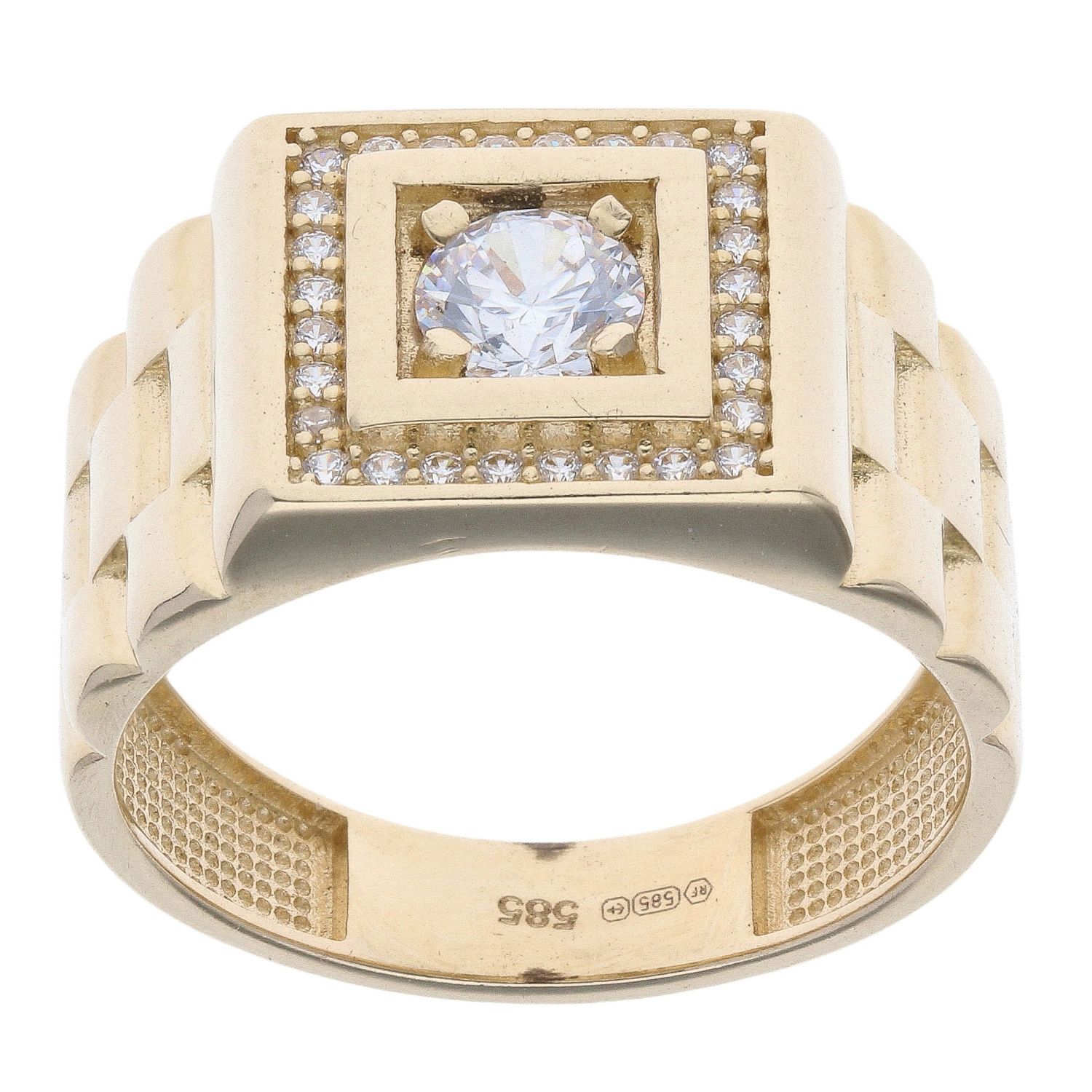 14ct Yellow Gold Cubic Zirconia Signet Ring RAMS3830001306-V | Ramsdens ...