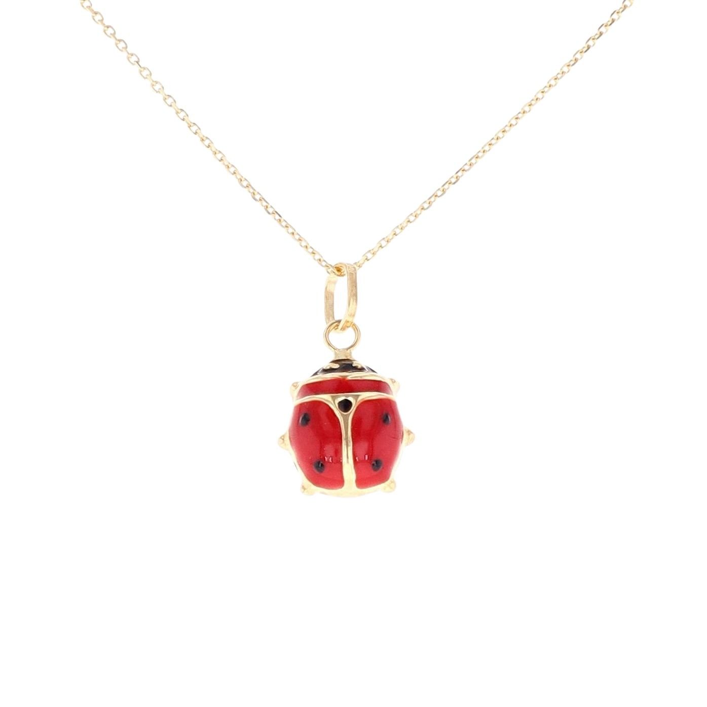 9ct Yellow Gold Enamelled Ladybird Pendant And Chain 18" RAMS5630000031 ...