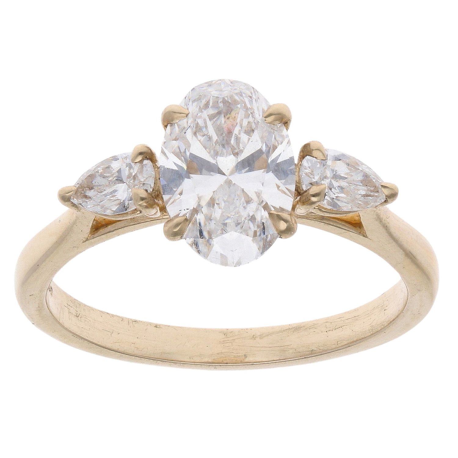 Lab Grown 9ct Yellow Gold 1.90ct Oval And Pear Cut Diamond Trilogy Ring RAMS4540000013-O ...