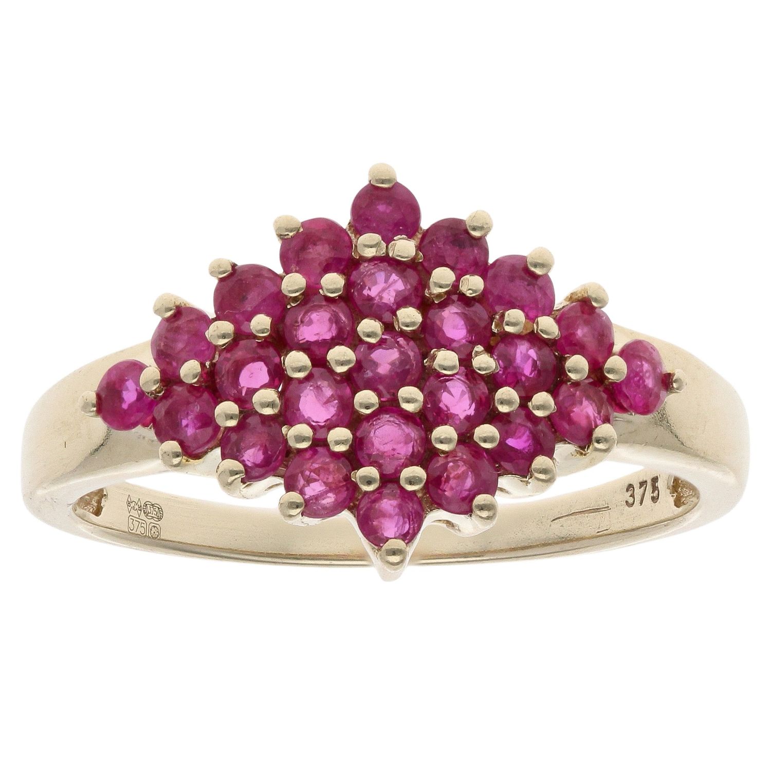 9ct Yellow Gold Ruby Cluster Ring RAMS136368990010 | Ramsdens Jewellery