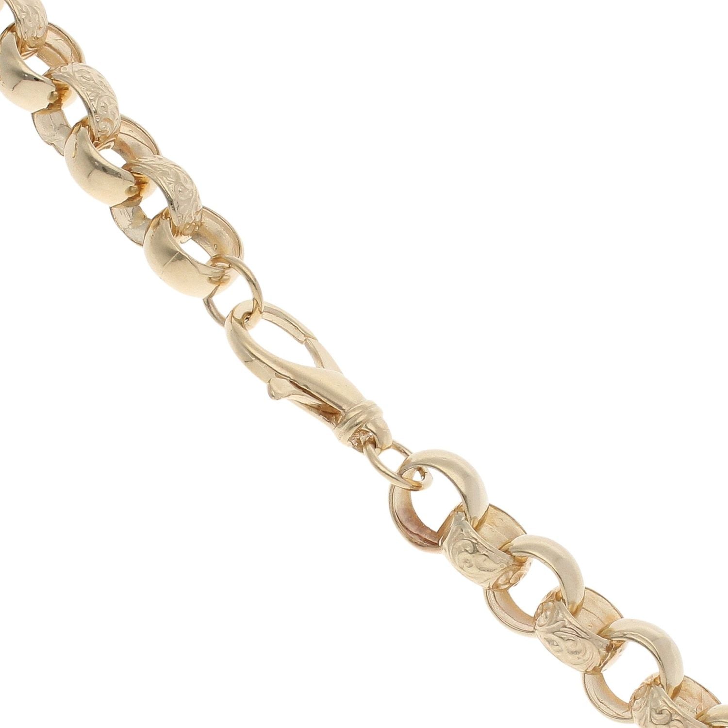9ct Yellow Gold Patterned and Plain Belcher Chain 24" RAMS991296548001 ...