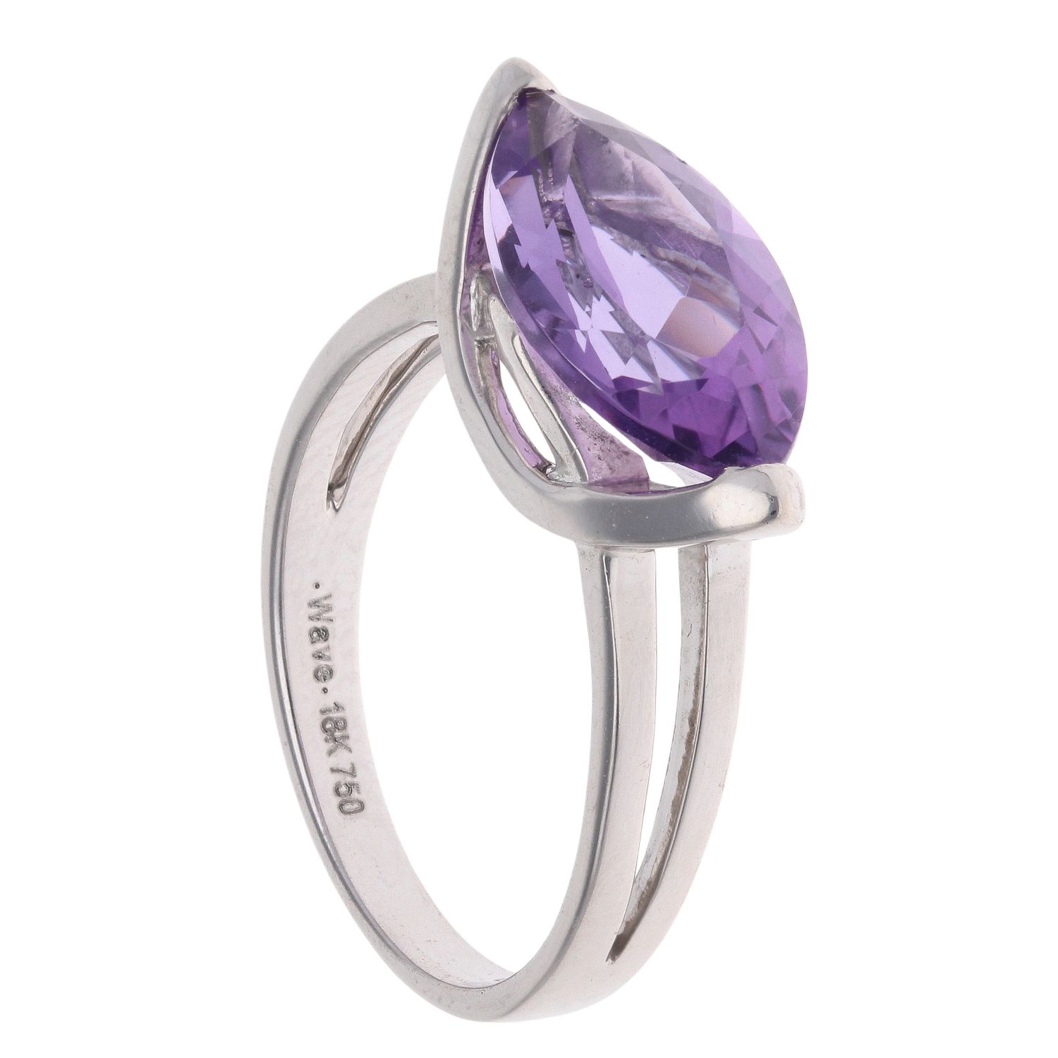 18ct White Gold Amethyst Single Stone Ring RAMS122356514019 | Ramsdens ...