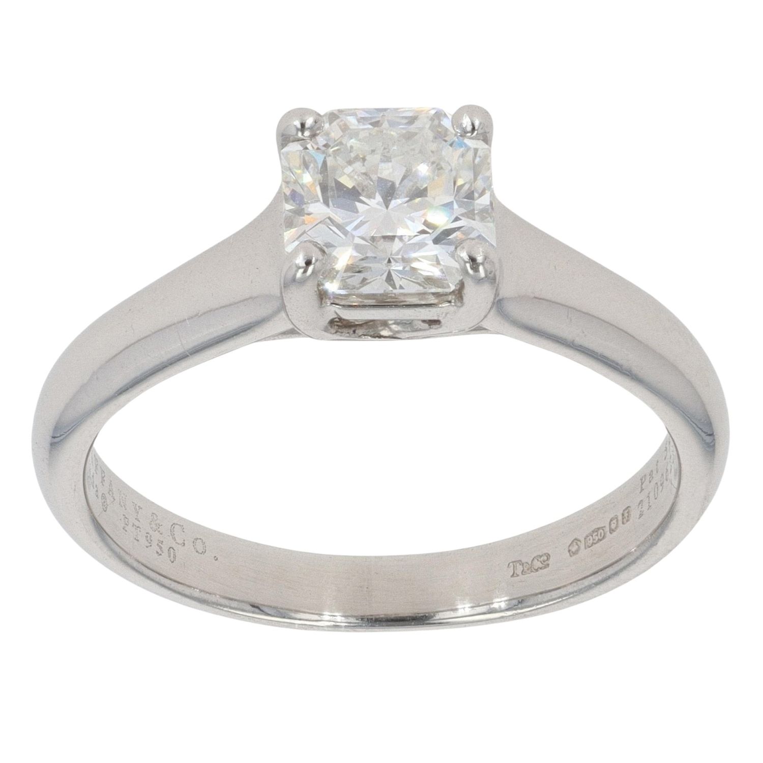 Tiffany & Co Lucida Platinum 0.78ct Cushion Cut Diamond Solitaire Ring RAMS211600772801 ...