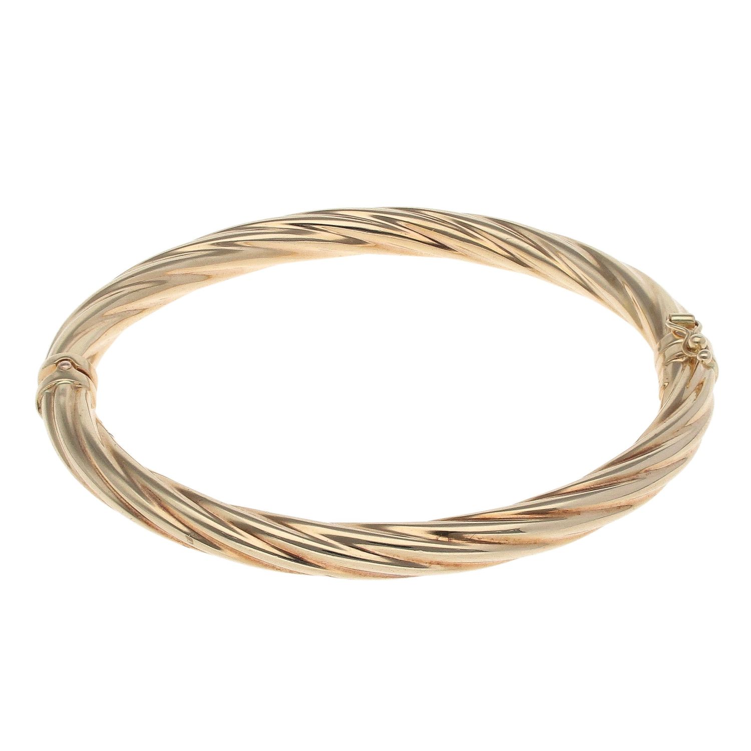 9ct Yellow Gold Twisted Hinged Bangle RAMS703354383003 | Ramsdens Jewellery