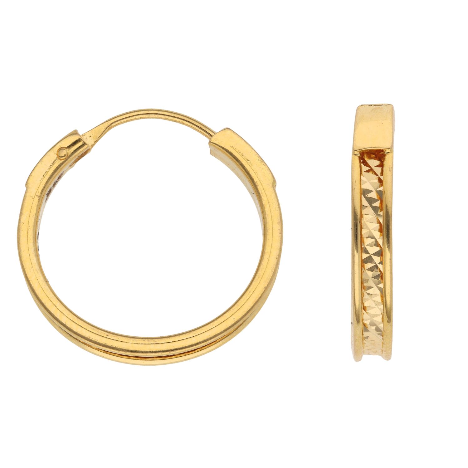 22ct Yellow Gold Diamond Cut Hoop Earrings RAMS2450000015 | Ramsdens ...