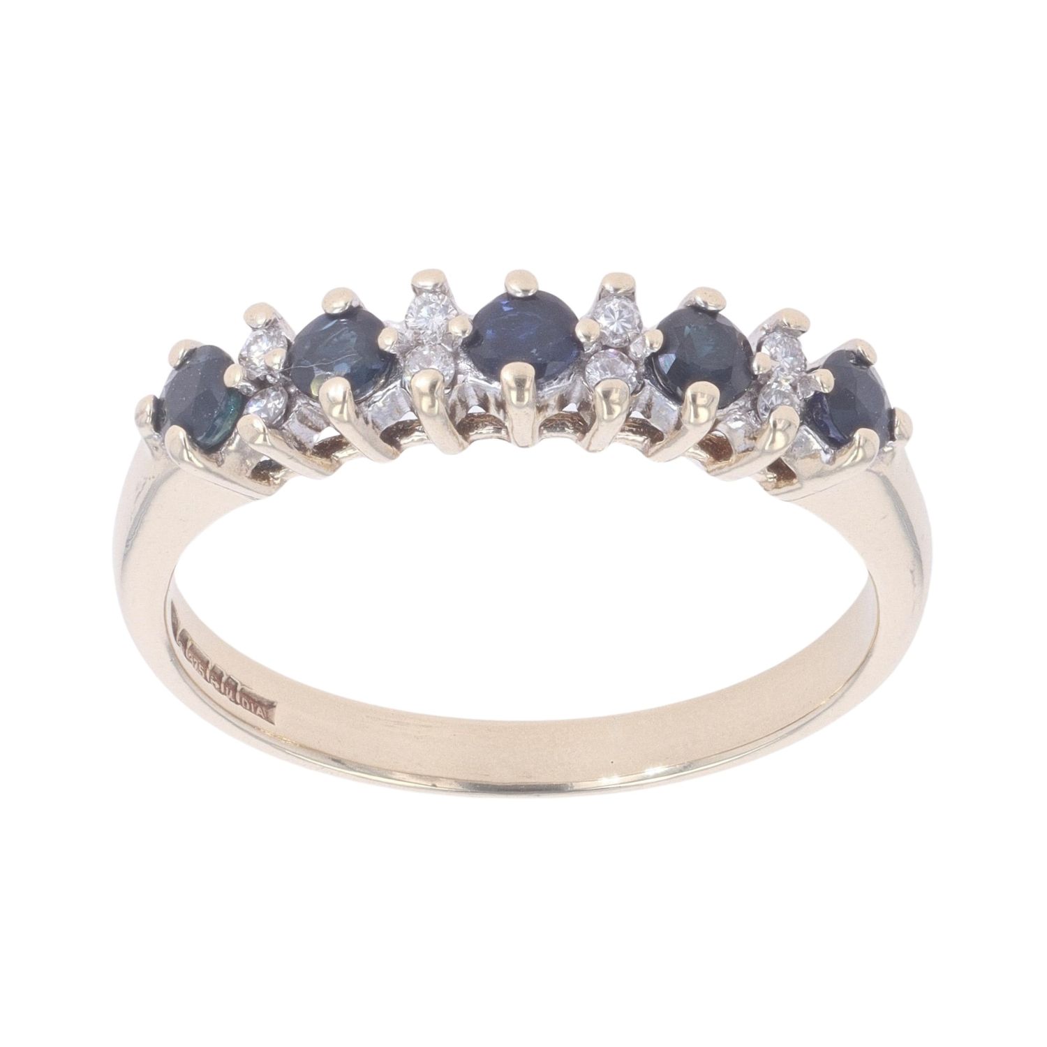 9ct Yellow Gold 0.10ct Diamond And Sapphire Ring RAMS741329230011 ...