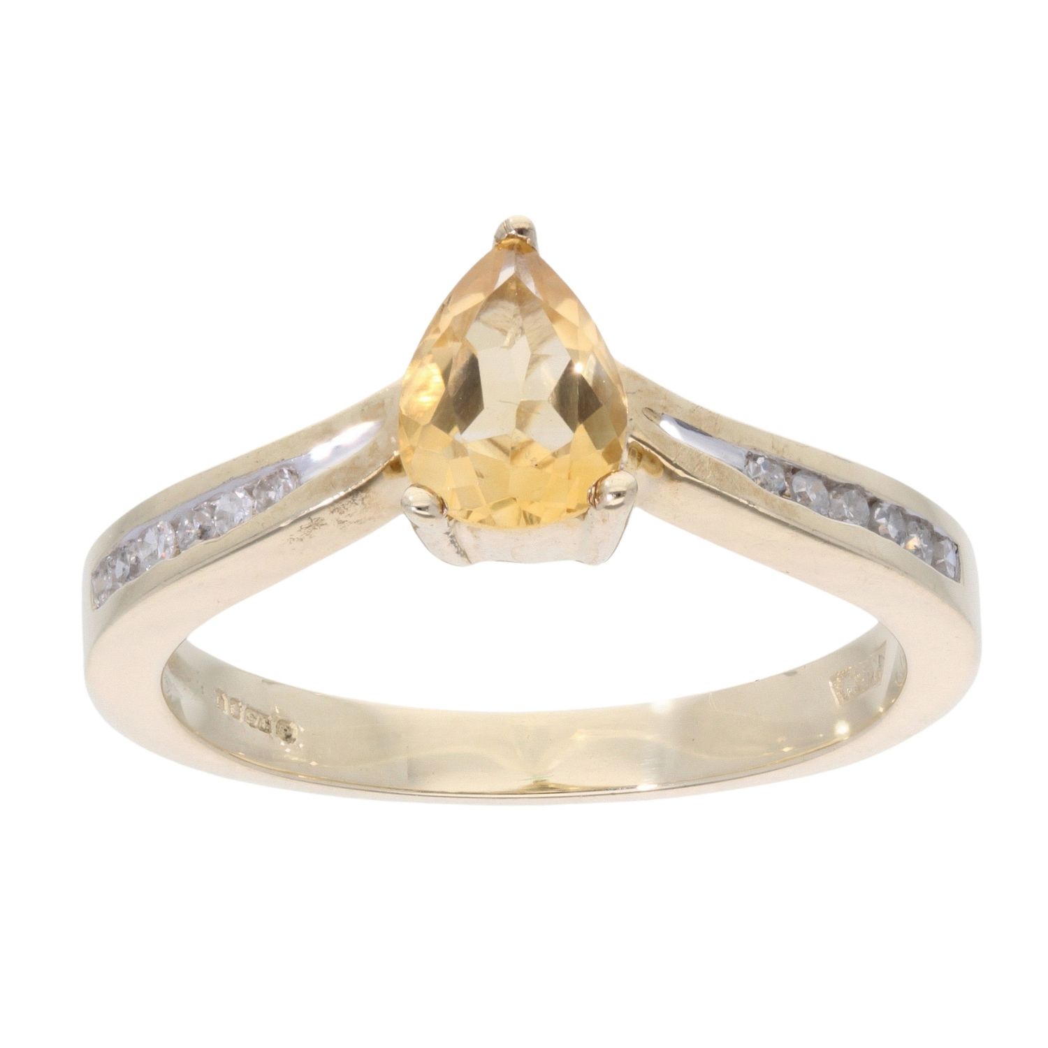 9ct Yellow Gold Created Citrine And Diamond Stone Set Ring ...