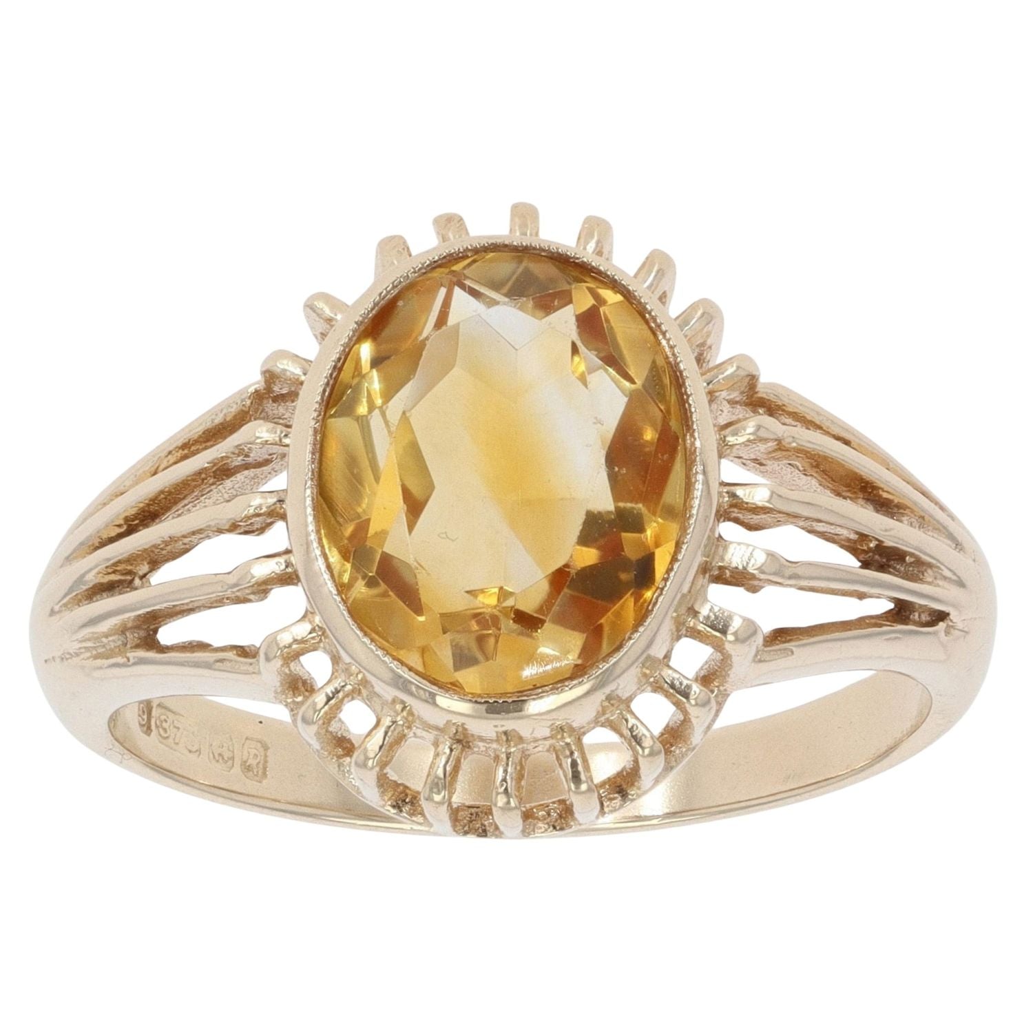 9ct Yellow Gold Citrine Solitaire Ring RAMS144356580009 | Ramsdens ...