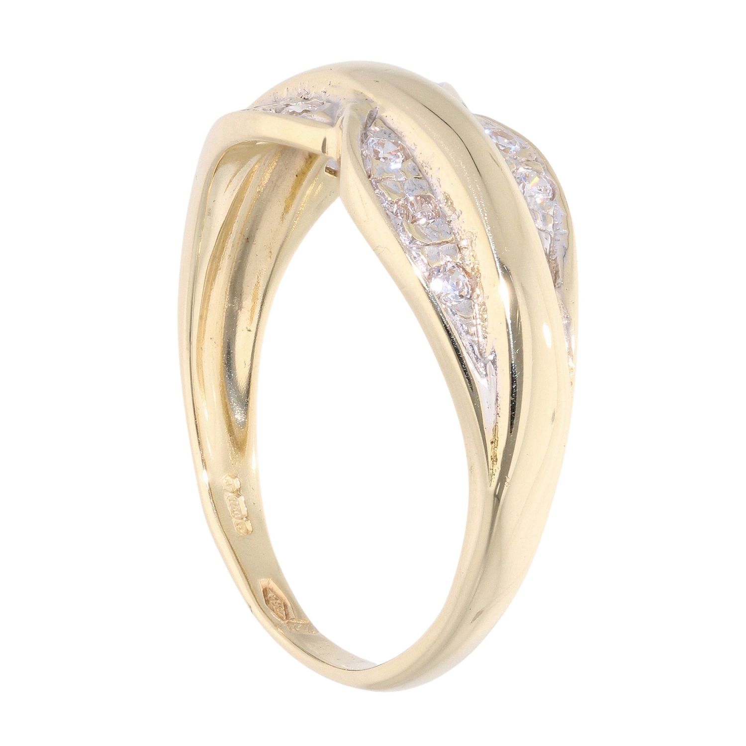 18ct Yellow Gold Cubic Zirconia Leaf Ring | Ramsdens Jewellery