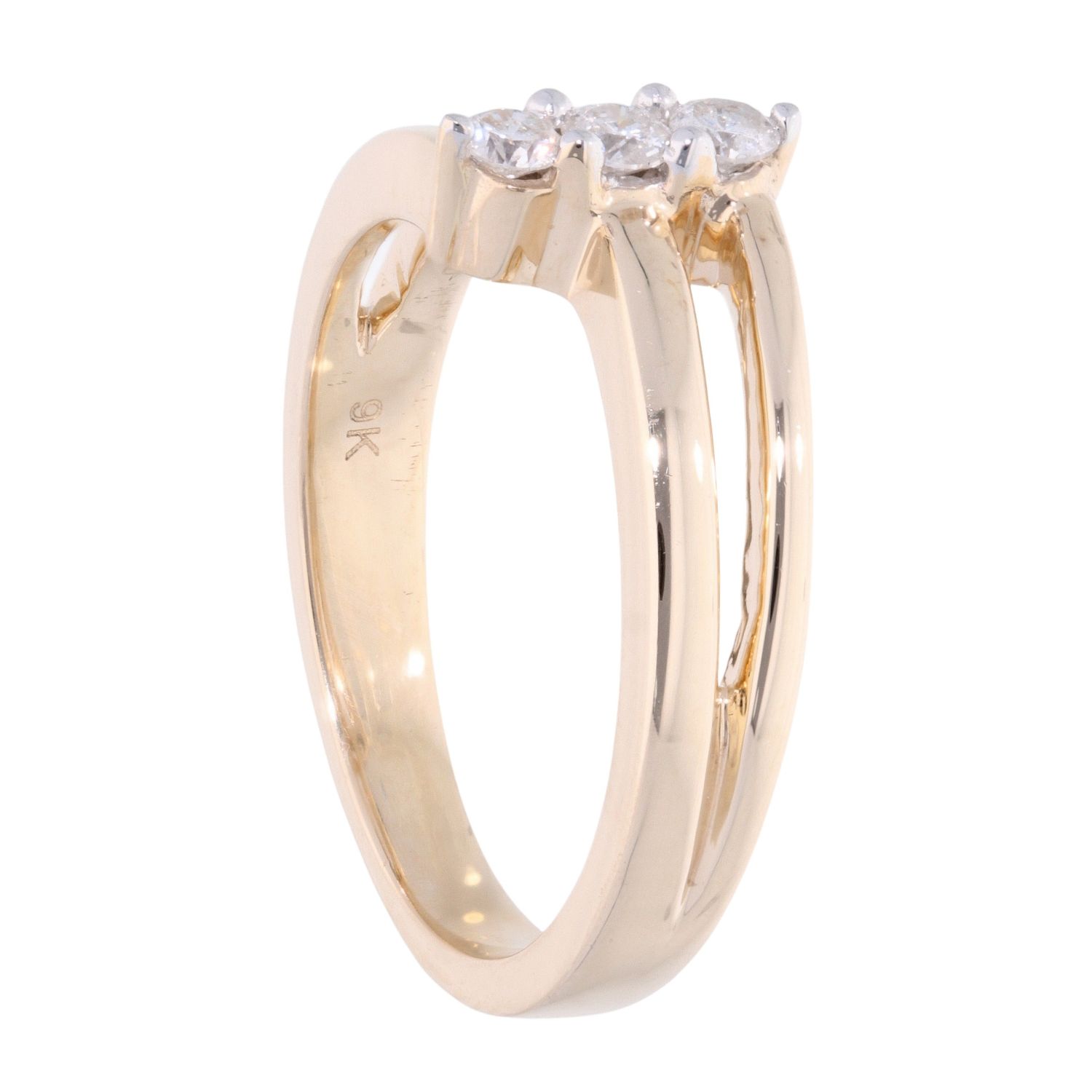 9ct Yellow Gold 0.15ct Diamond Three Stone Crossover Ring | Ramsdens ...