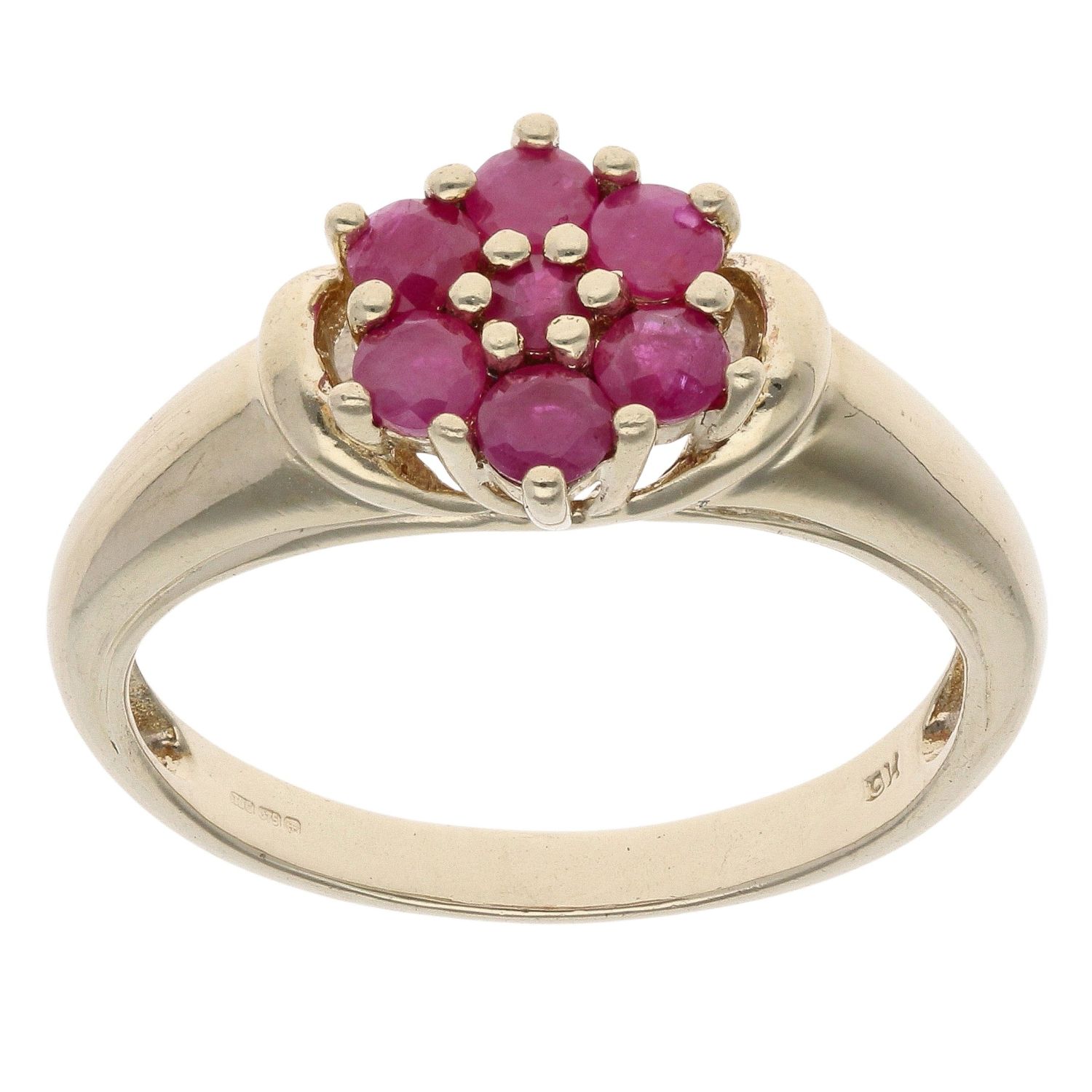 9ct Yellow Gold Ruby Cluster Ring RAMS744345744007 | Ramsdens Jewellery