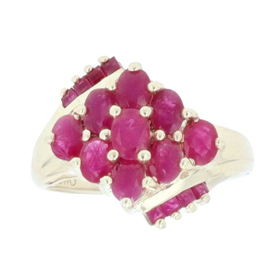 9ct Yellow Gold Ruby Cluster Ring RAMS141305821013 | Ramsdens Jewellery