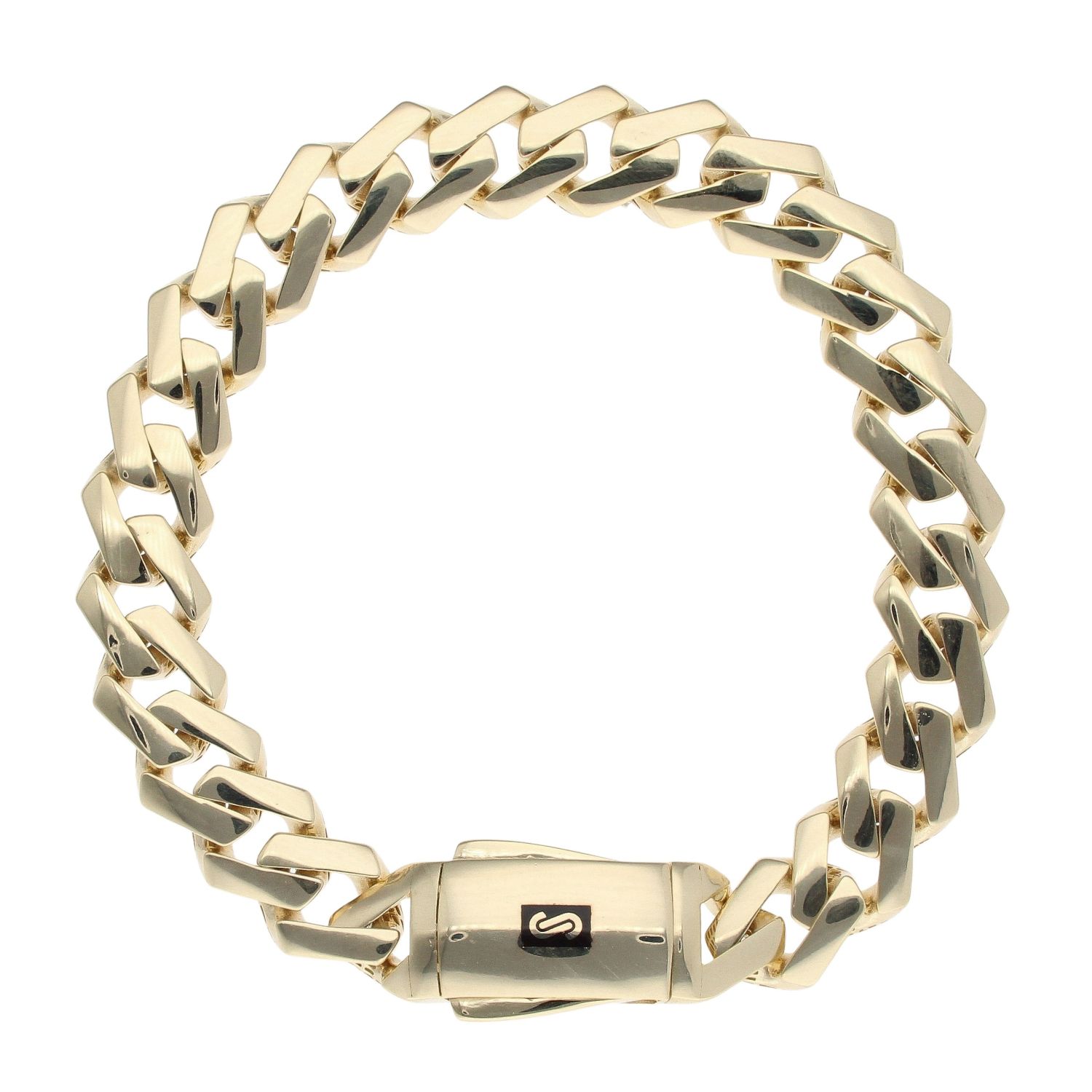 14ct Yellow Gold Monaco Edge Plain Lock Curb Bracelet 8.5 ...