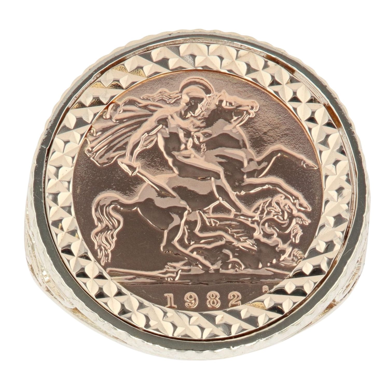 9ct Yellow Gold 1982 Elizabeth Half Sovereign Coin Ring ...