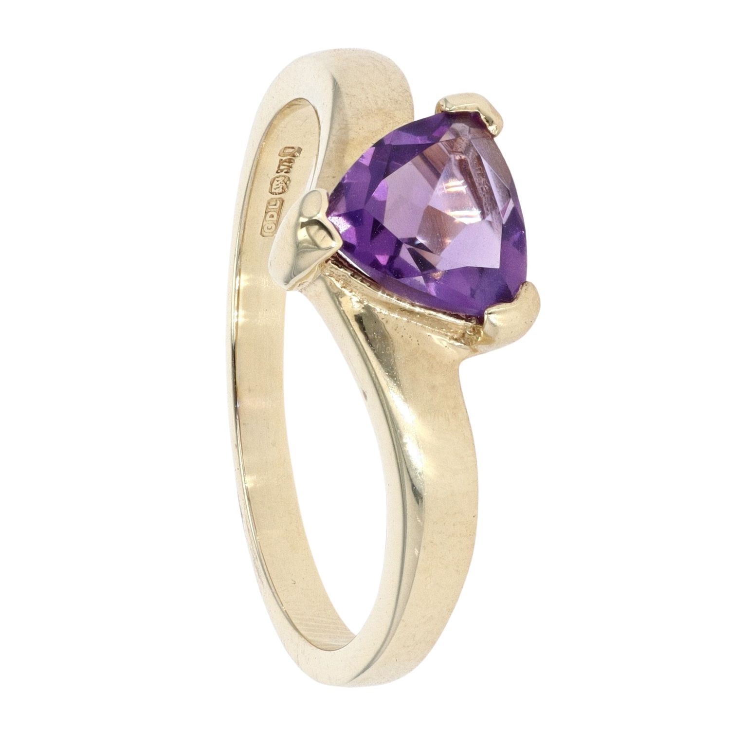 9ct Yellow Gold Triangular Created Amethyst Ring RAMS7820000506 ...