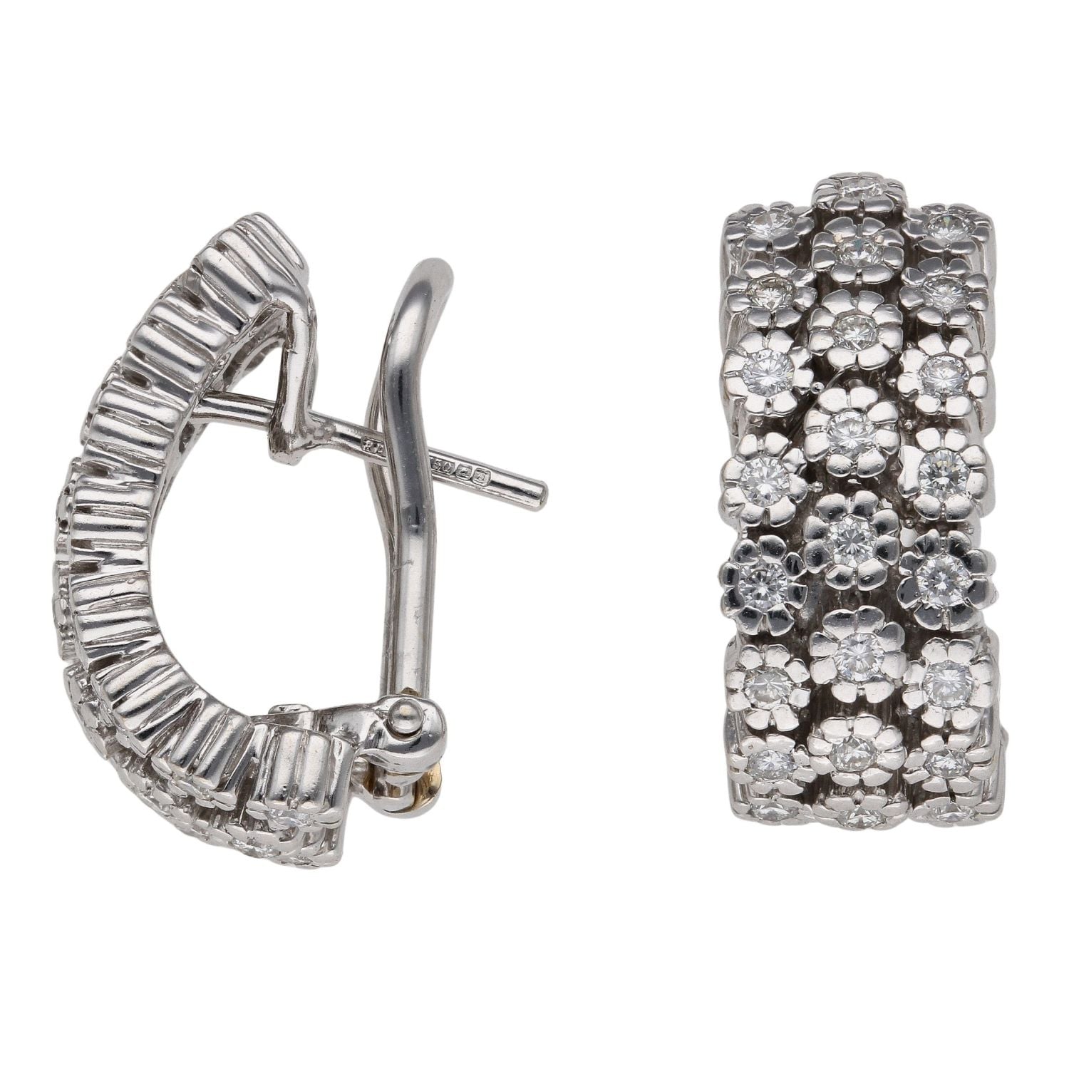 18ct White Gold 0.50ct Brilliant Cut Diamond Cluster Earrings ...