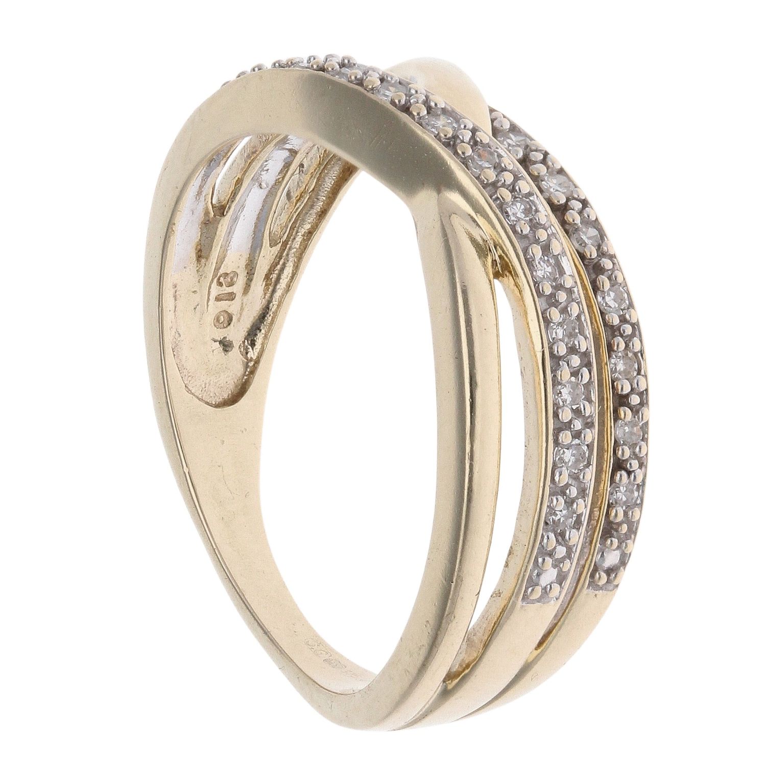 9ct Yellow Gold 0.15ct Diamond Crossover Ring RAMS944354046030 ...