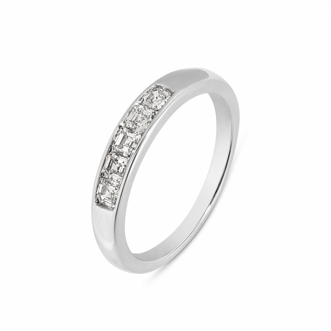 9ct White Gold 0.50ct Princess Cut Baguette Diamond Eternity Ring Lab ...