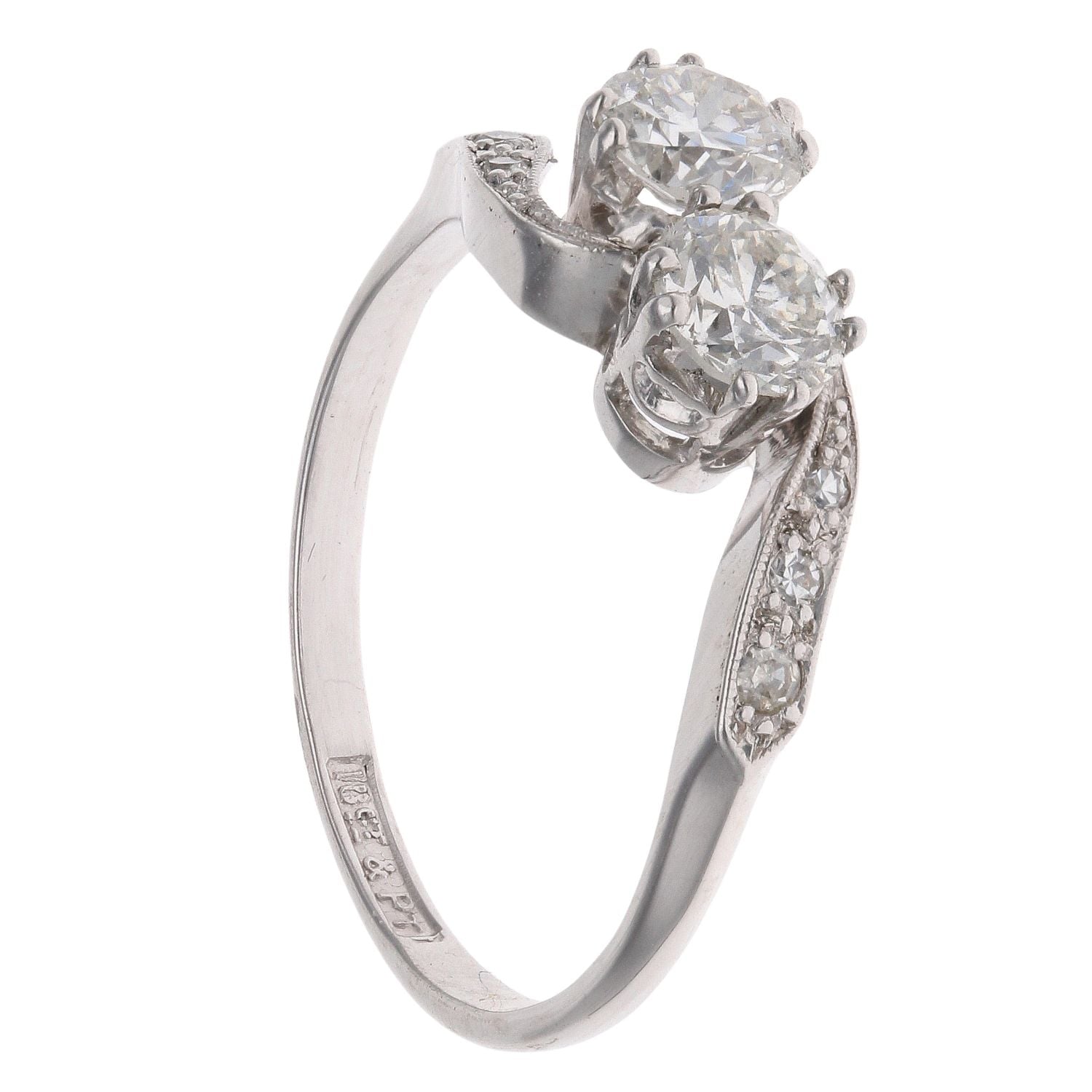 18ct White Gold 0.85ct Brilliant Cut Diamond Two Stone Ring ...