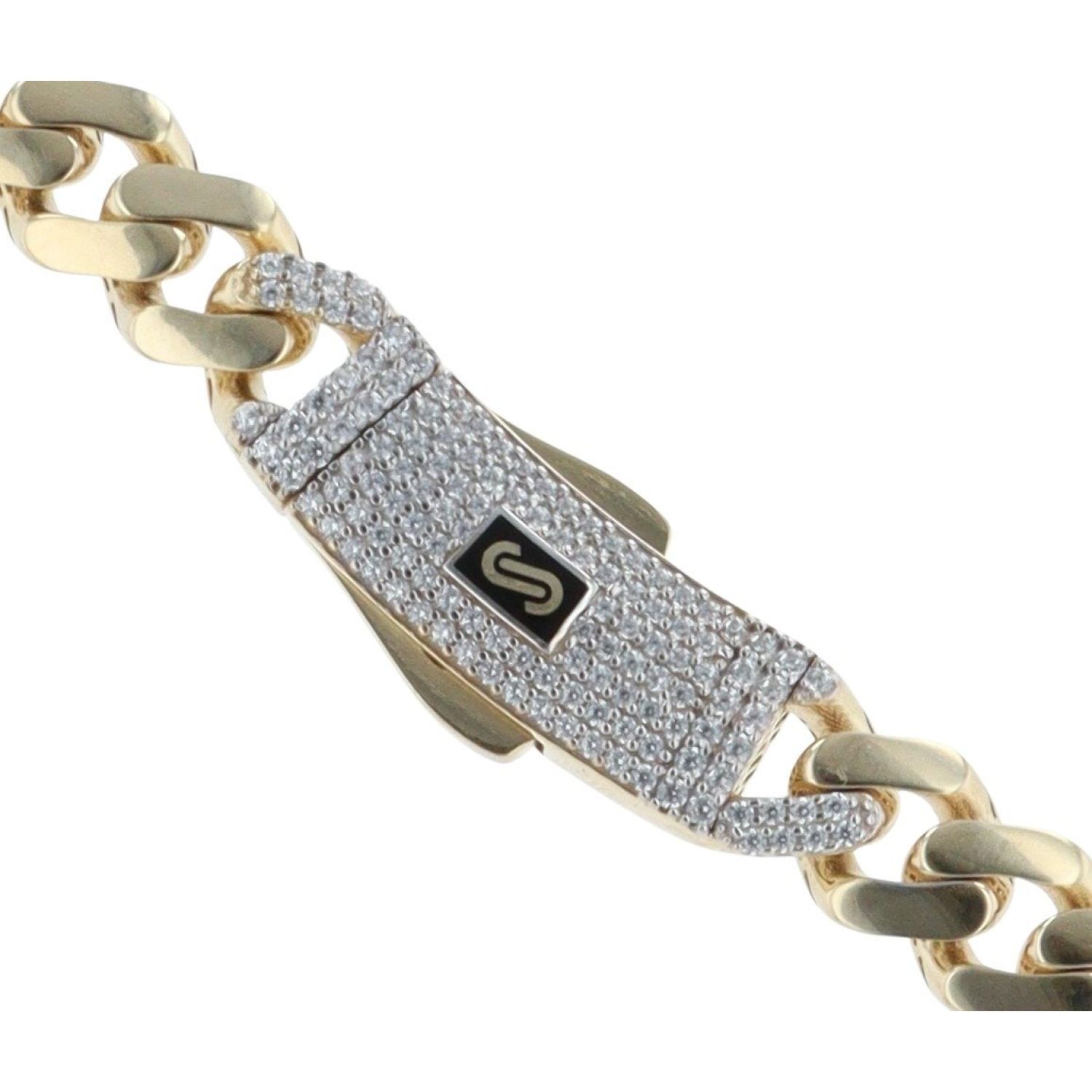 14ct Yellow Gold Monaco Classic Plain Pave Lock Curb Chain 18 ...