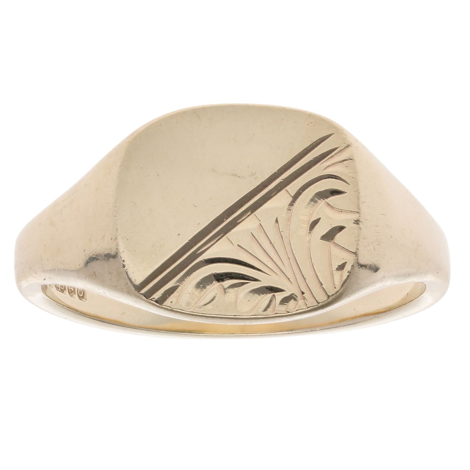 9ct Yellow Gold Patterned Signet Ring RAMS144350674003 | Ramsdens Jewellery