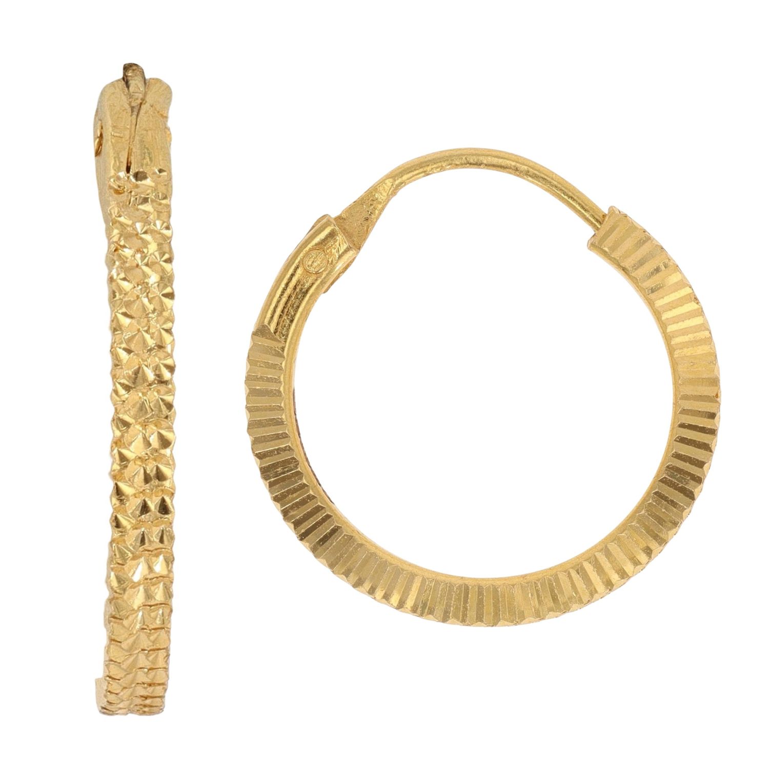 22ct Yellow Gold Diamond Cut Hoop Earrings RAMS2450000121 | Ramsdens ...
