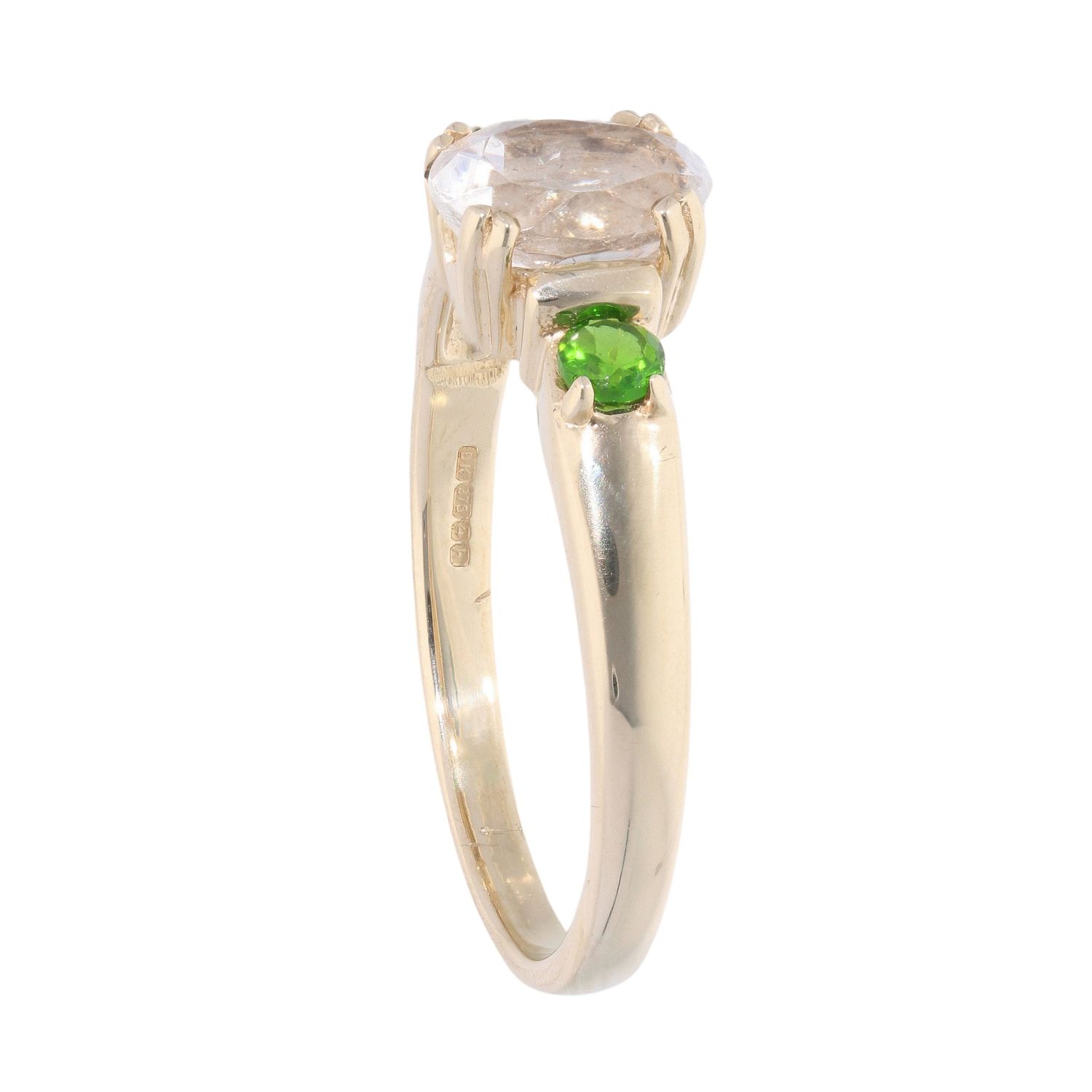 9ct Yellow Gold Green And Colourless Gem Stone Ring RAMS747269618013 ...