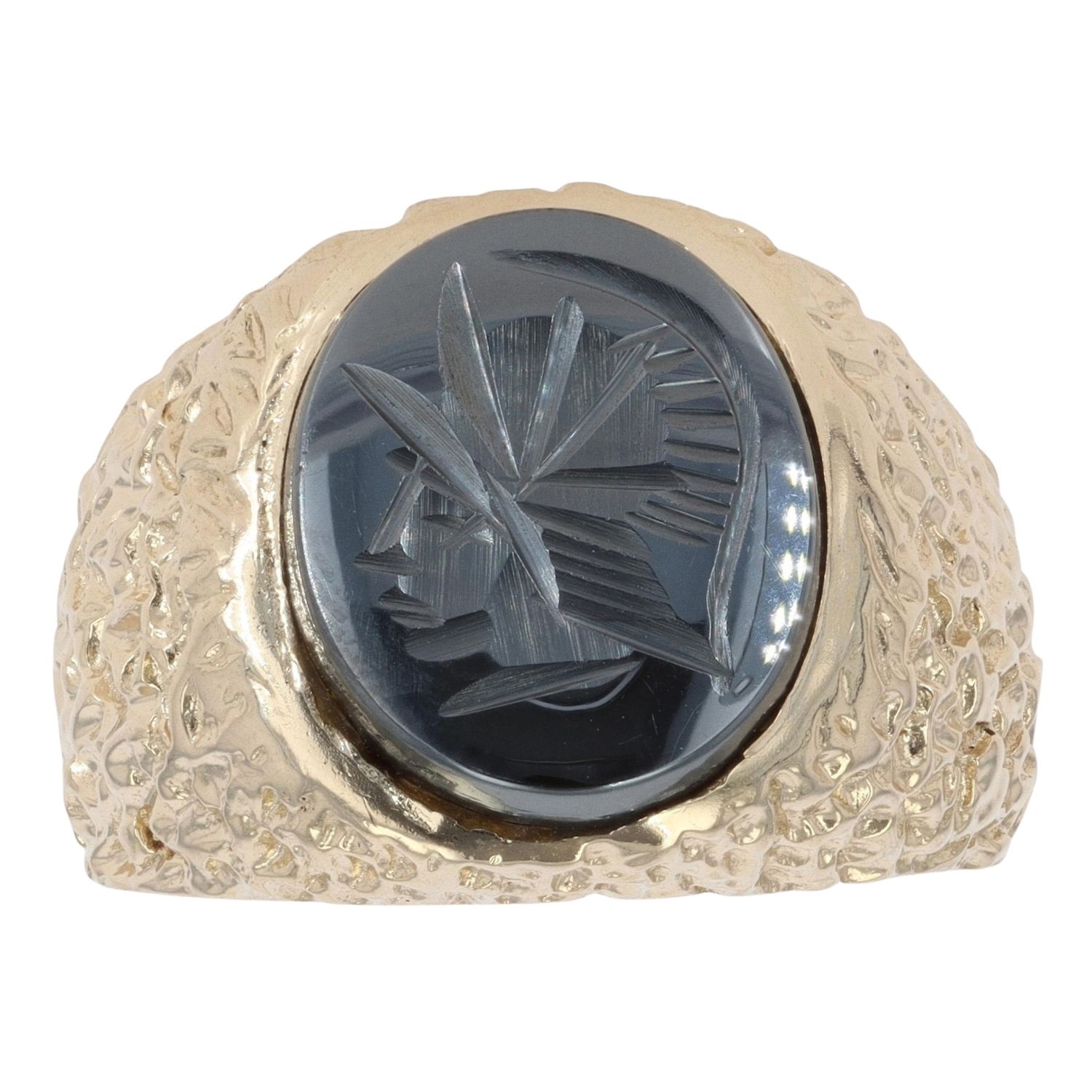 9ct Yellow Gold Hematite Centurion Signet Ring RAMS762351090019 ...