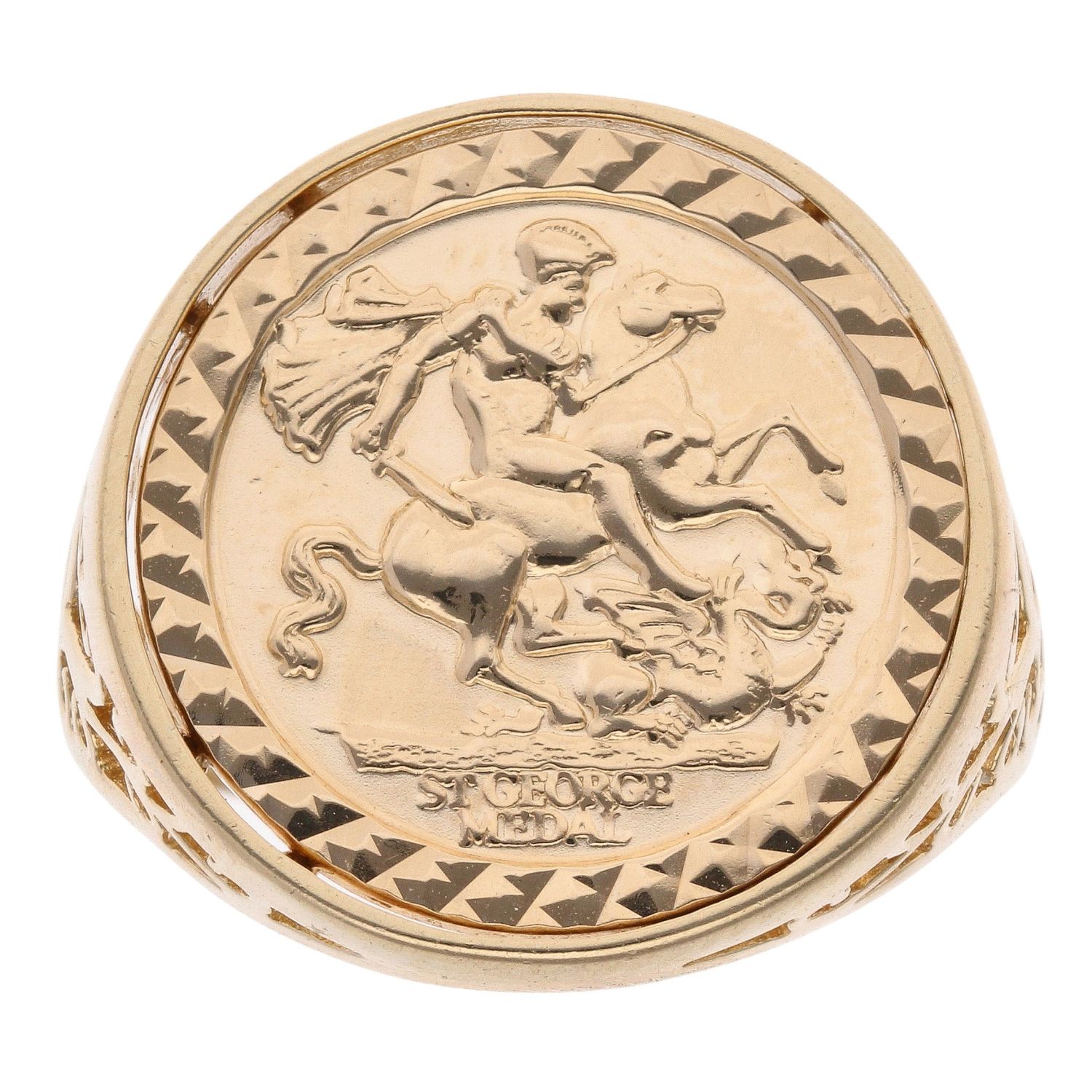 9ct Yellow Gold St George Coin Ring RAMS942359849005 | Ramsdens Jewellery