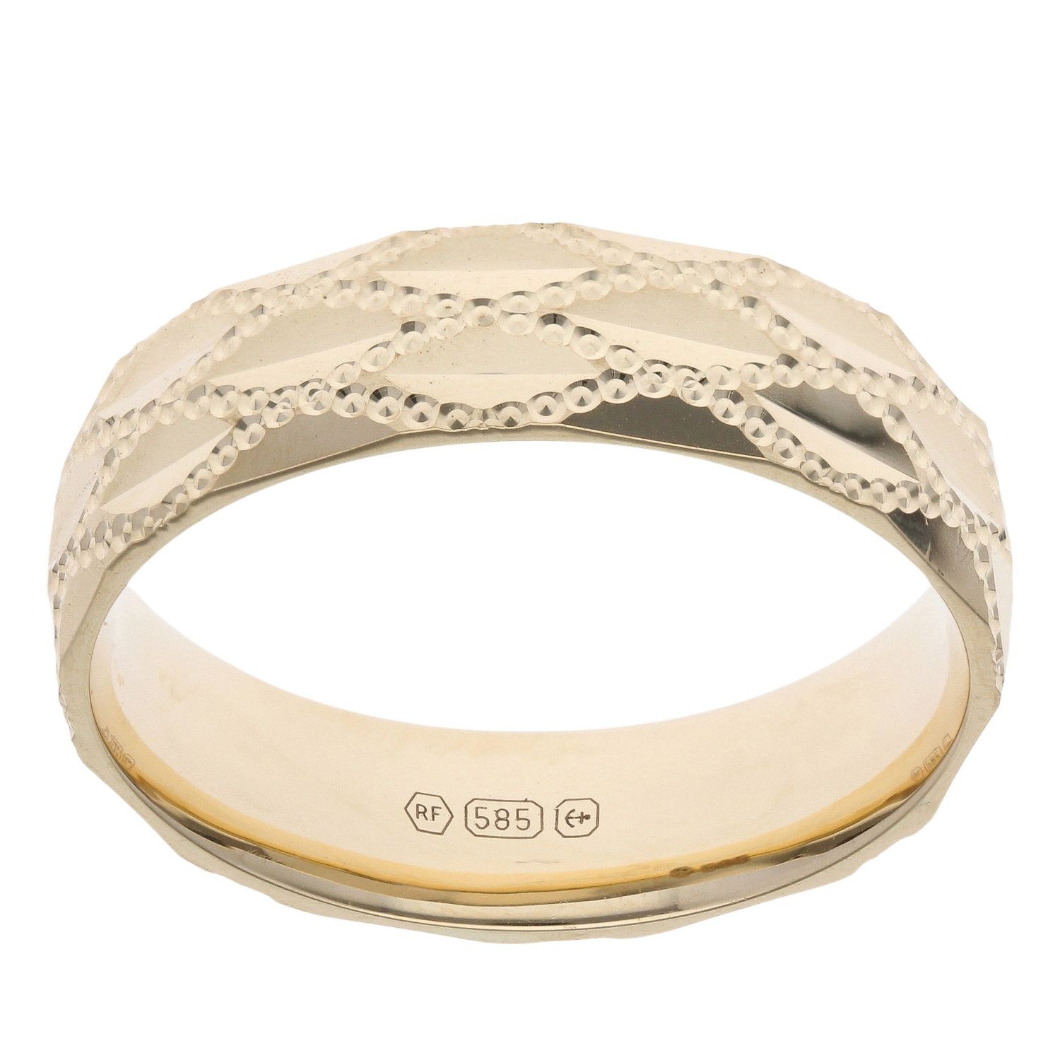 14ct Yellow Gold Harlequin Design 6mm Wedding Band RAMS3810000001 ...
