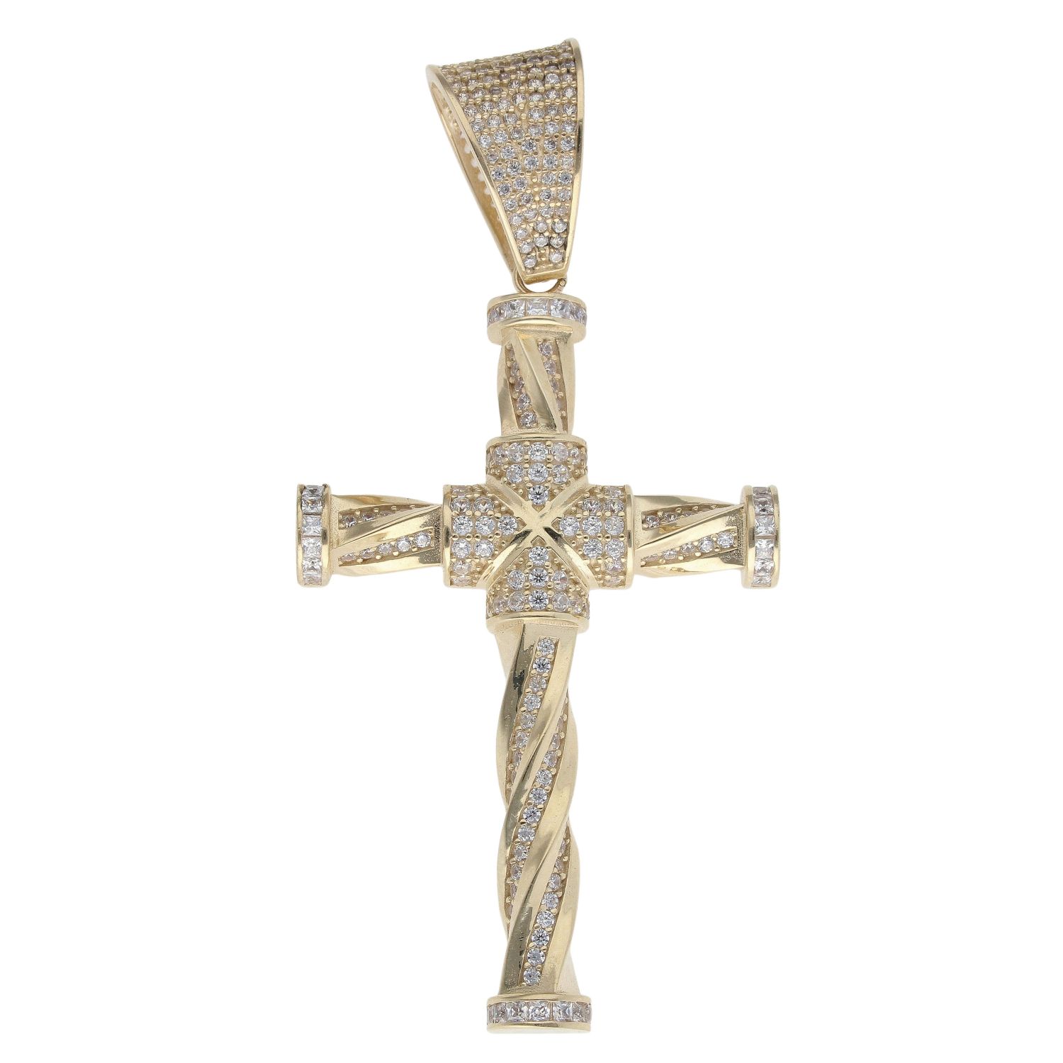 9ct Yellow Gold Cubic Zirconia Twisted Cross Pendant RAMS3380000338 ...