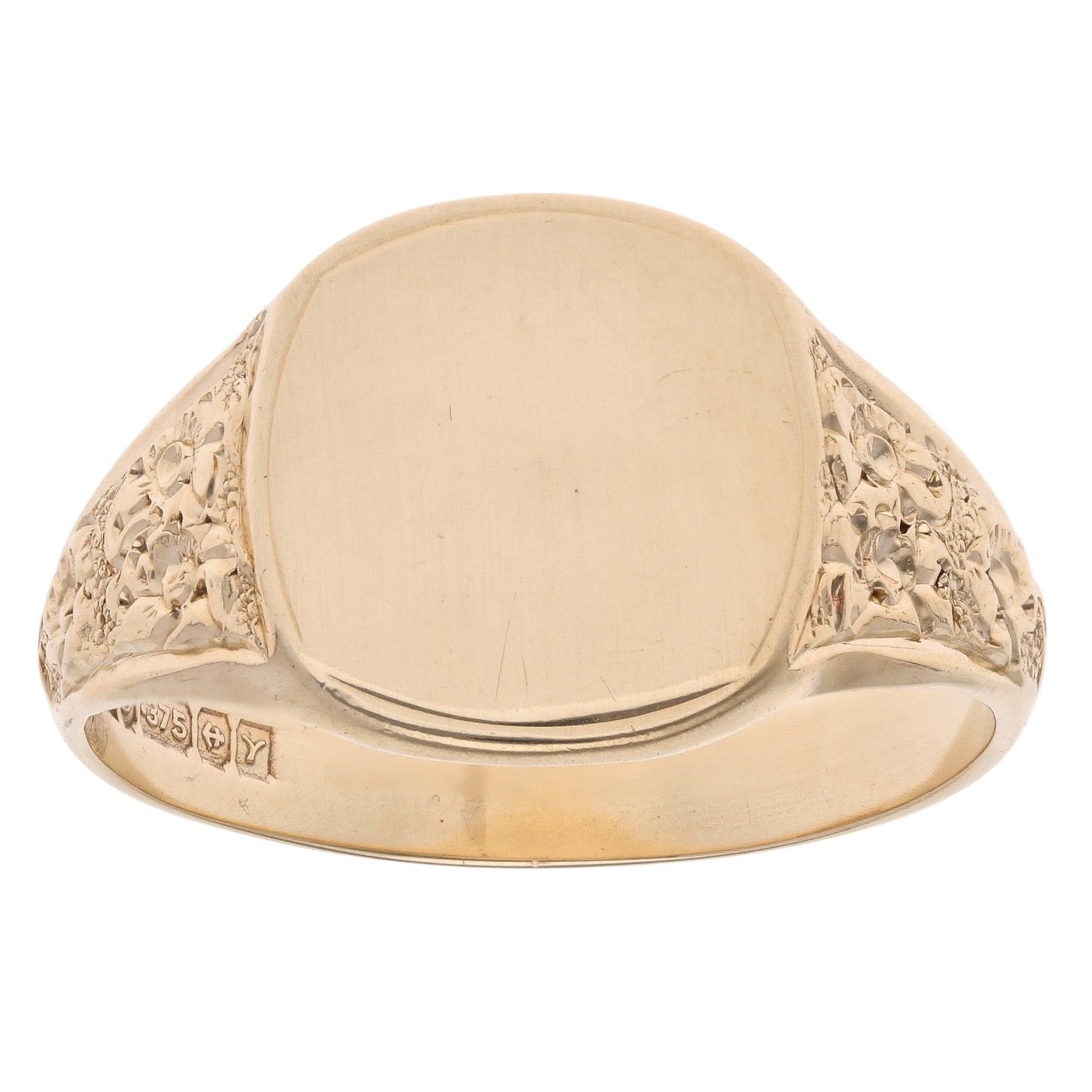 9ct Yellow Gold Patterned And Plain Signet Ring RAMS703353246002 ...