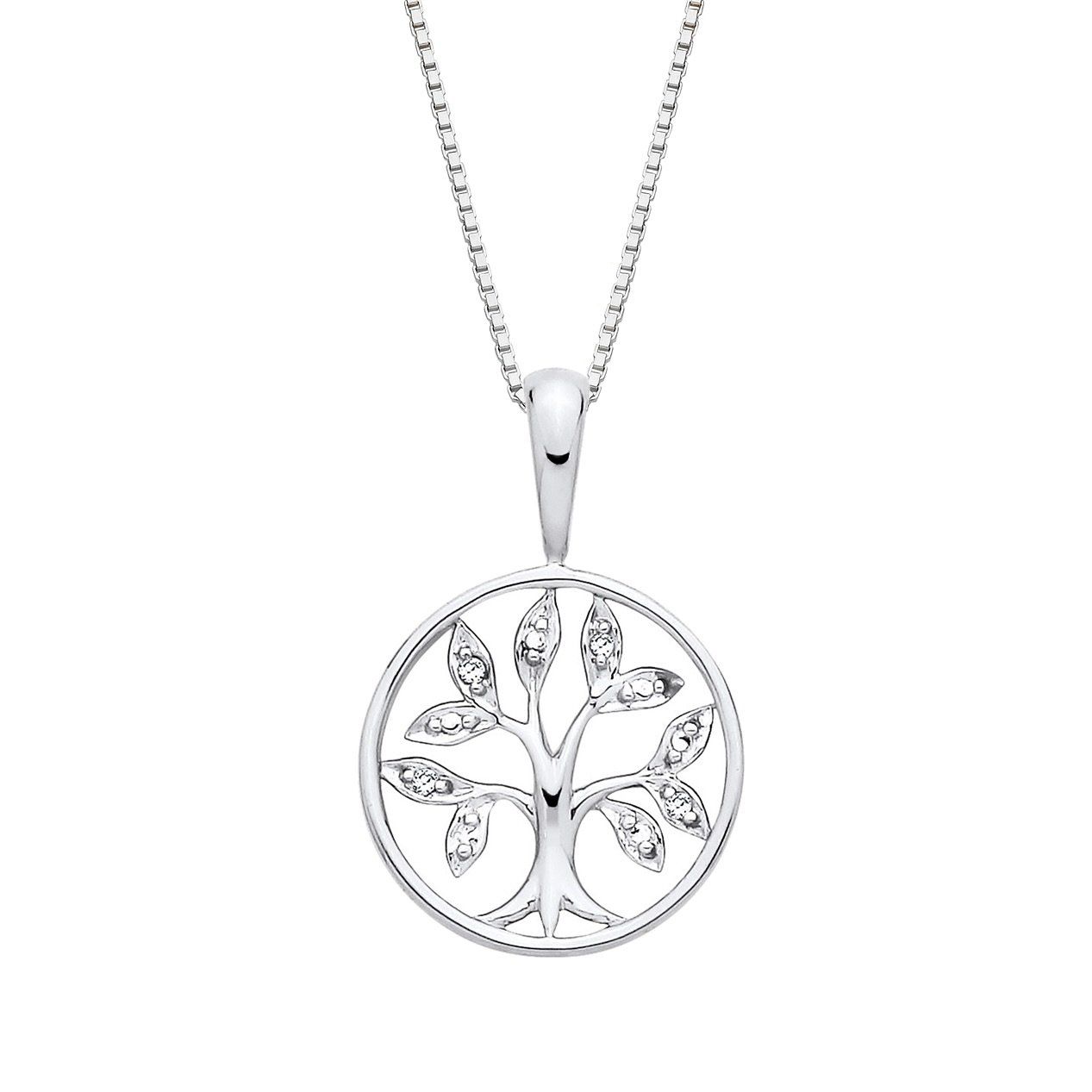 Sterling Silver Diamond Tree of Life Pendant Necklace RAMSRB055 ...