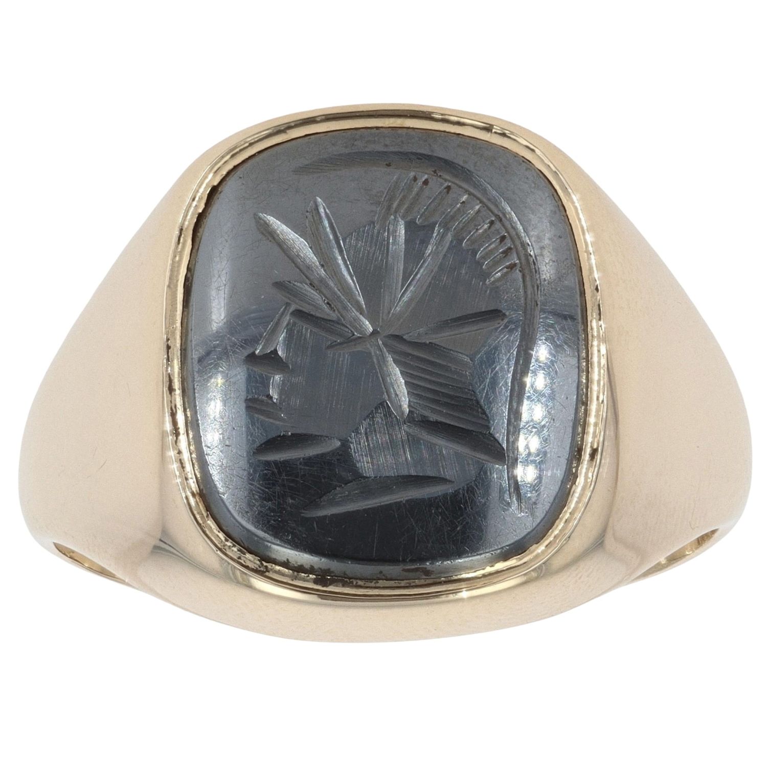 9ct Yellow Gold Hematite Centurion Signet Ring RAMS917351479015 ...