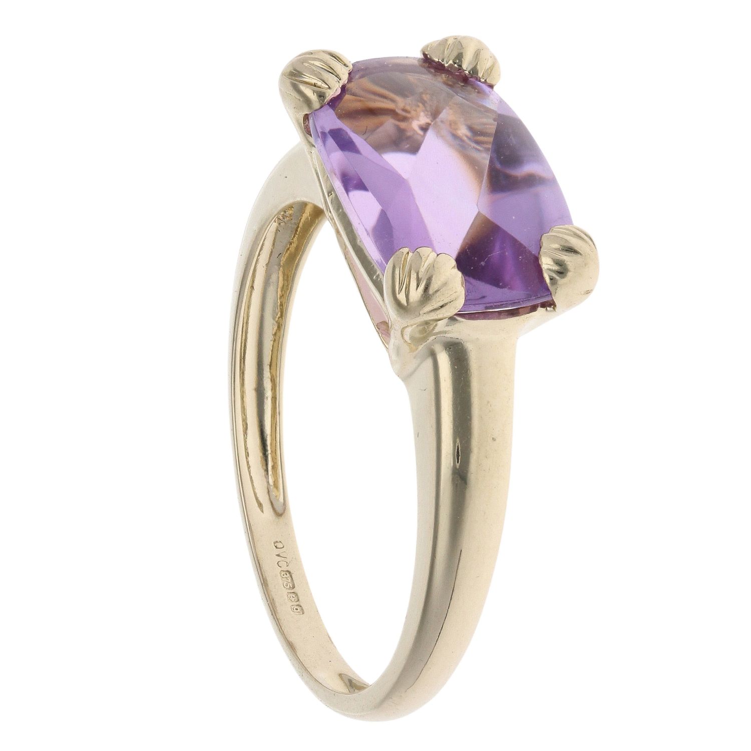 9ct Yellow Gold Amethyst Solitaire Ring RAMS136352511010 | Ramsdens Jewellery